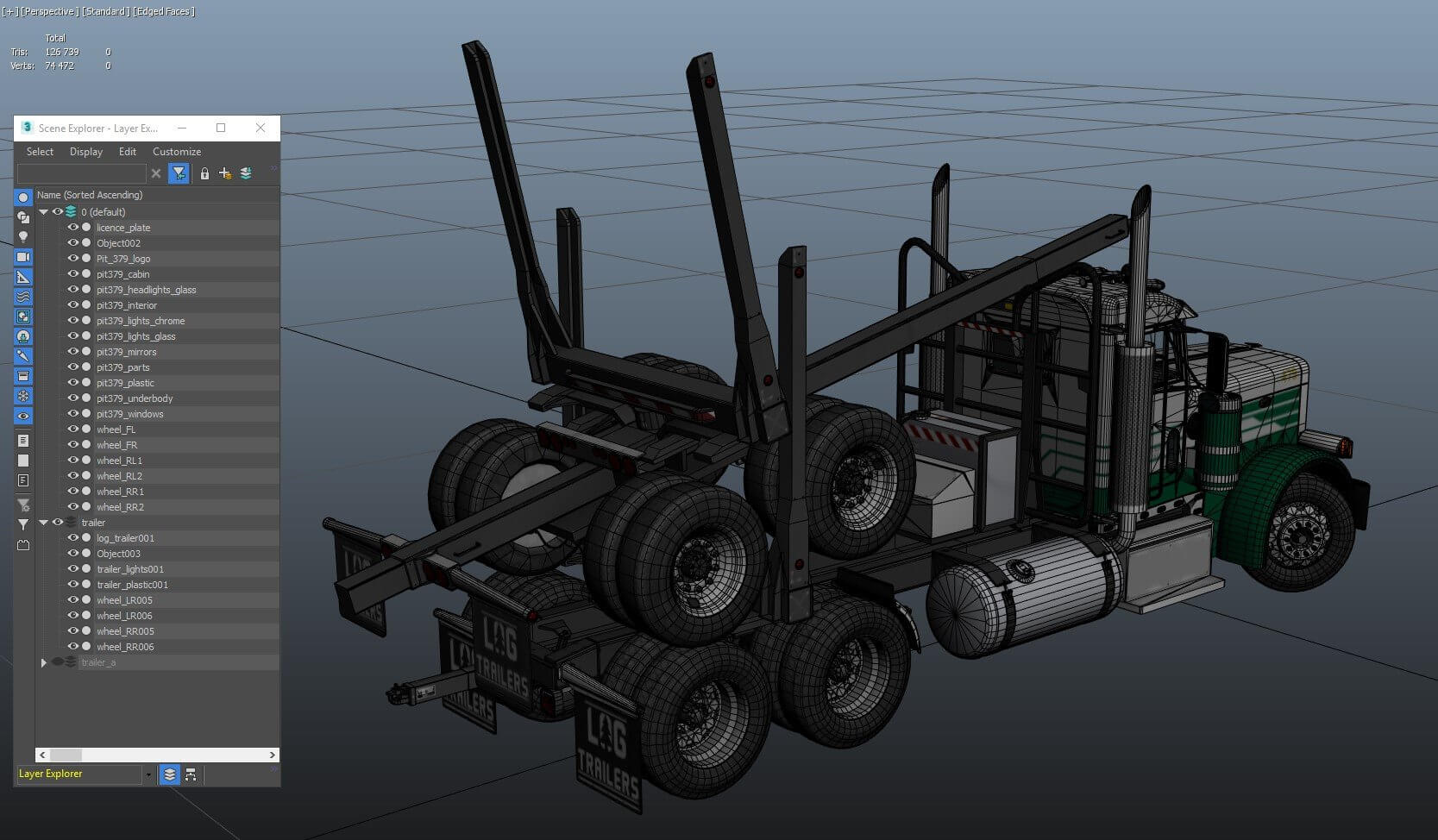 Peterbilt 379 Log Truck - 3D Model by Veaceslav Condraciuc