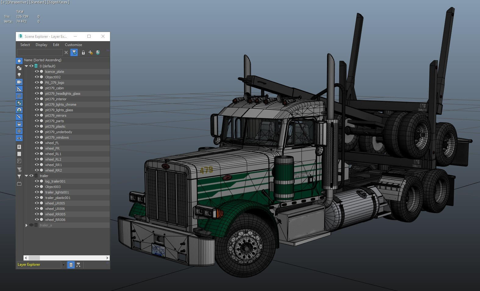 Peterbilt 379 Log Truck - 3D Model by Veaceslav Condraciuc
