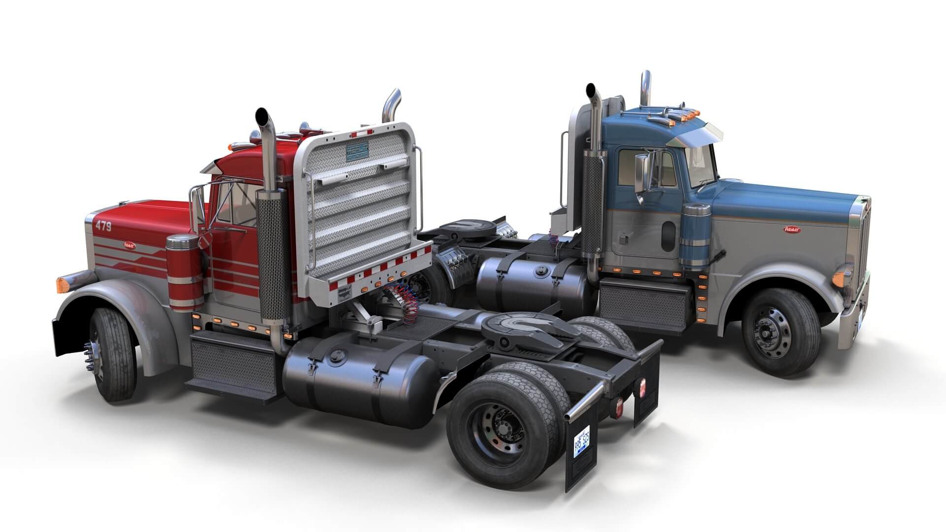 Peterbilt 379 Single Axle Semi Truck - 3D Model by Veaceslav Condraciuc