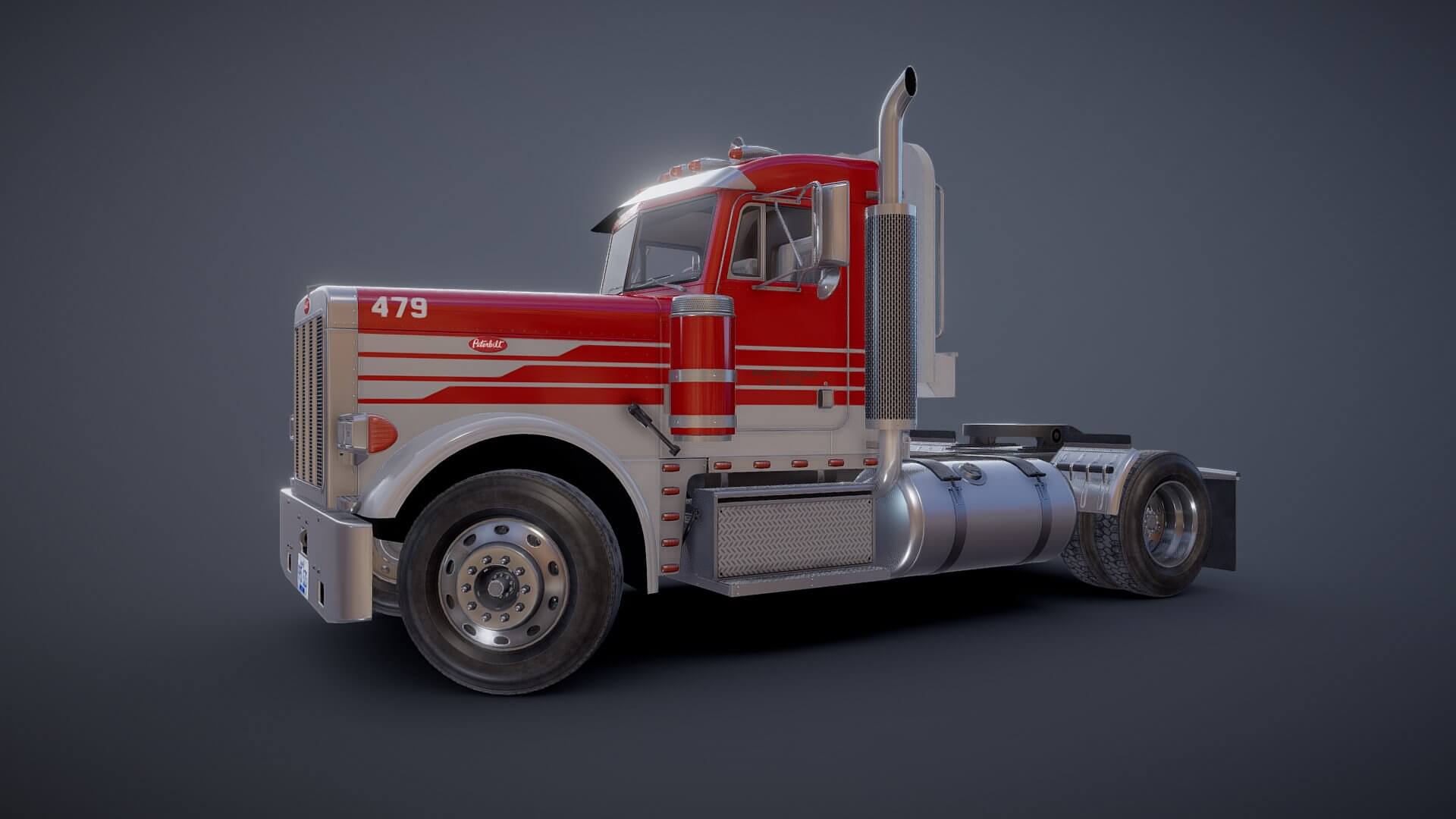 Peterbilt 379 Single Axle Semi Truck - 3D Model by Veaceslav Condraciuc
