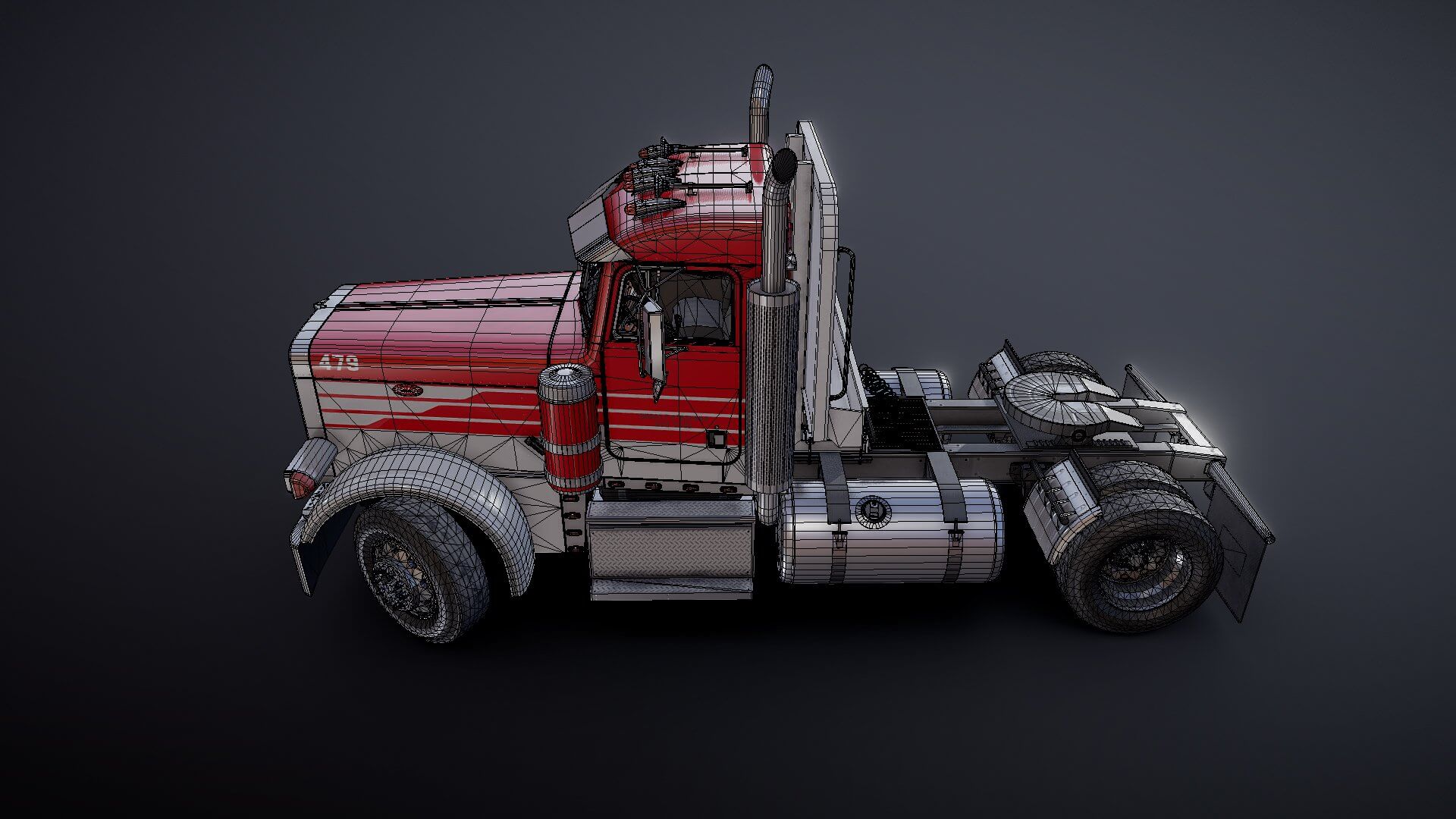 Peterbilt 379 Single Axle Semi Truck - 3D Model by Veaceslav Condraciuc