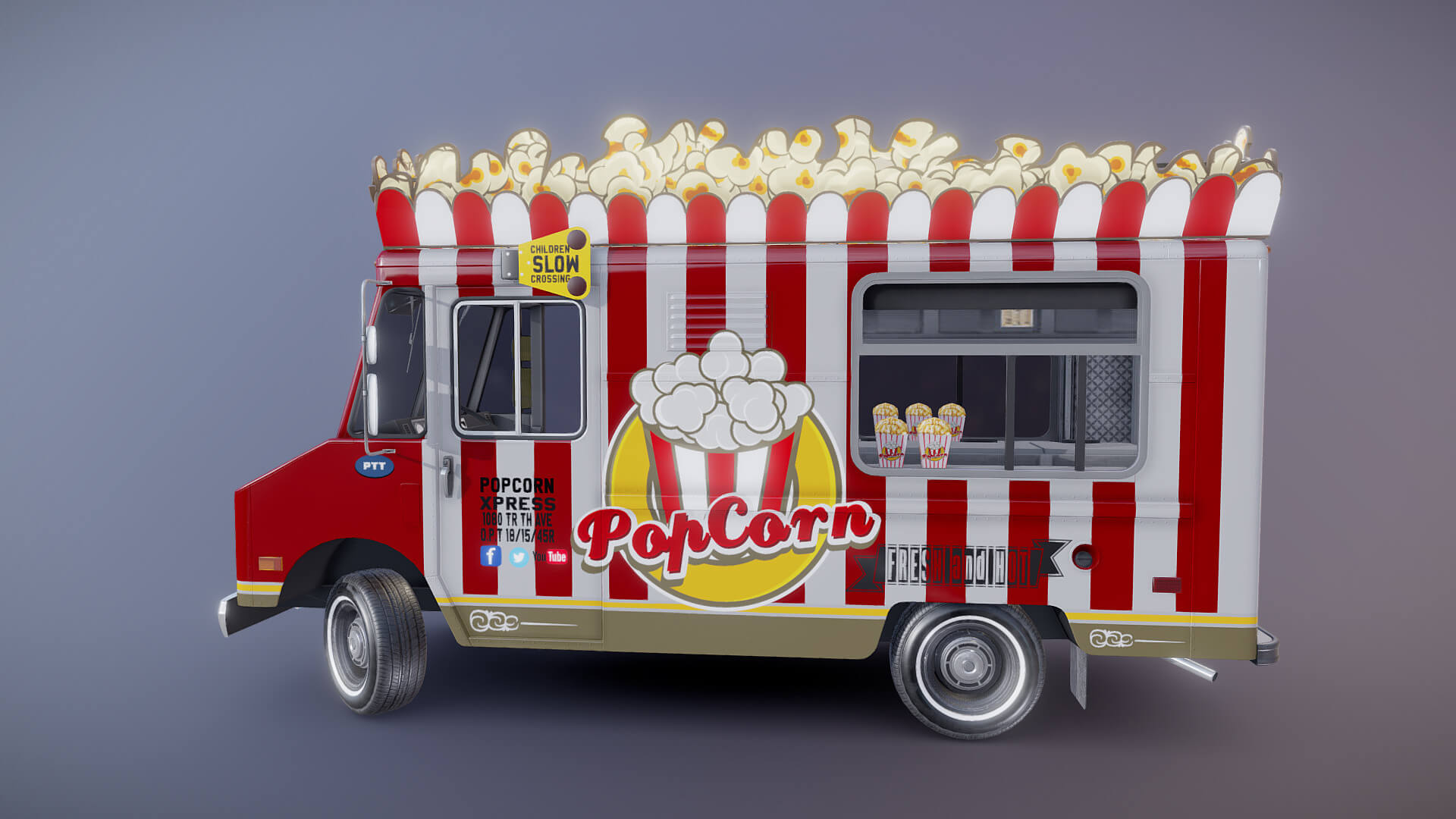PopCorn Food Truck - 3D Model by Veaceslav Condraciuc