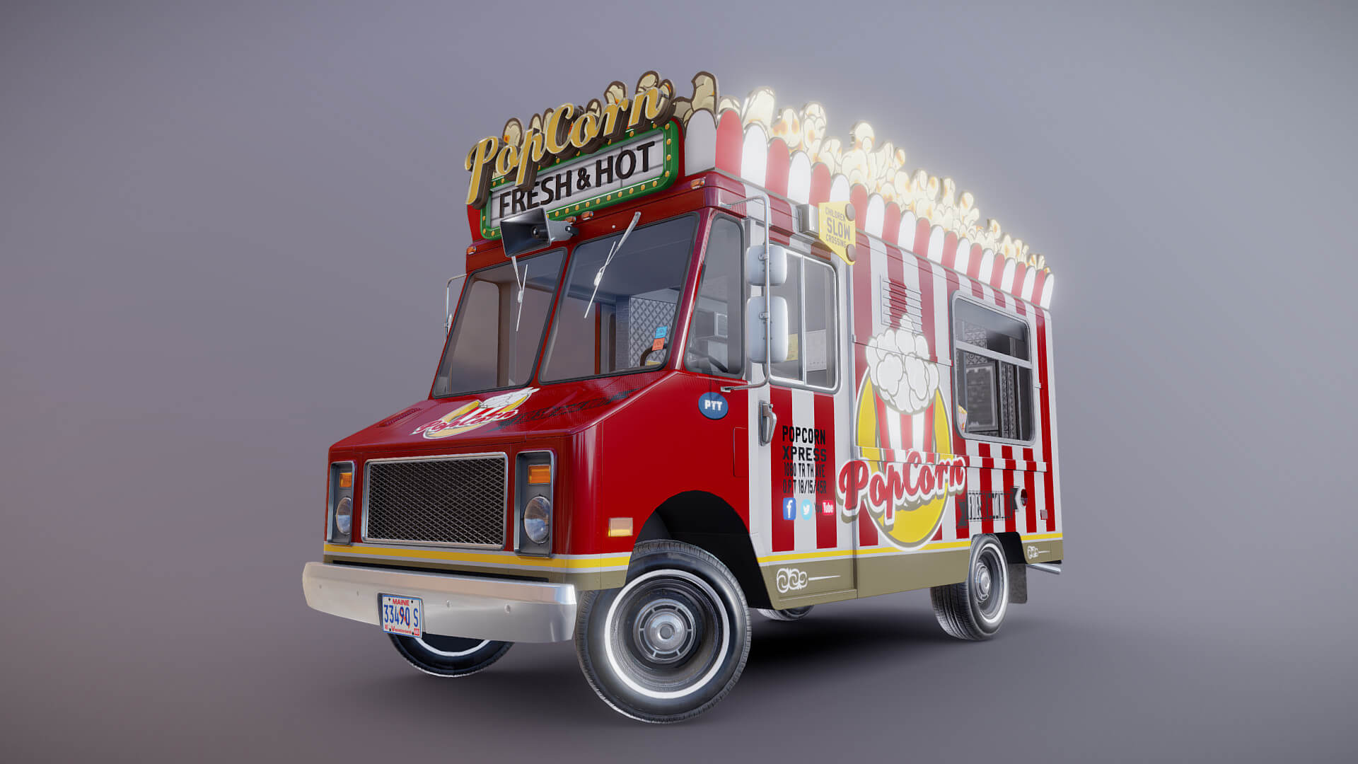 PopCorn Food Truck - 3D Model by Veaceslav Condraciuc