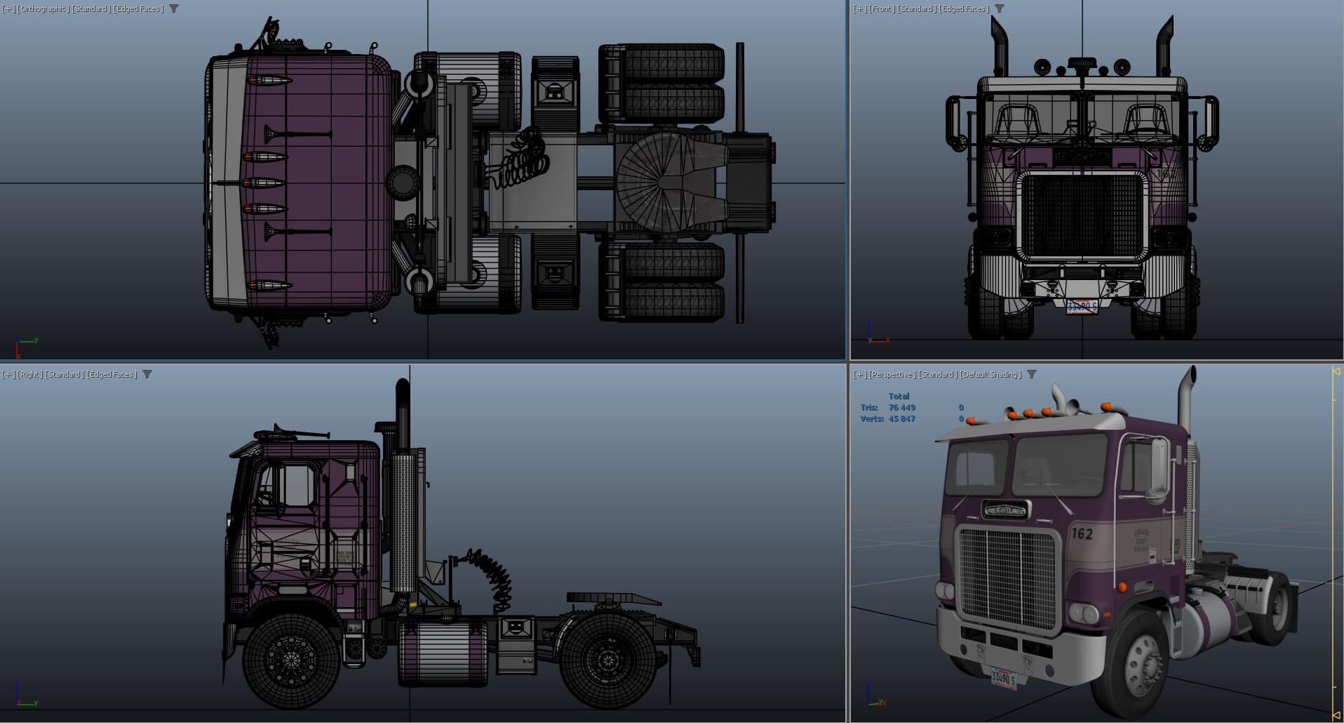Freightliner Powerliner Single Axle Semitruck - 3D Model by Veaceslav ...