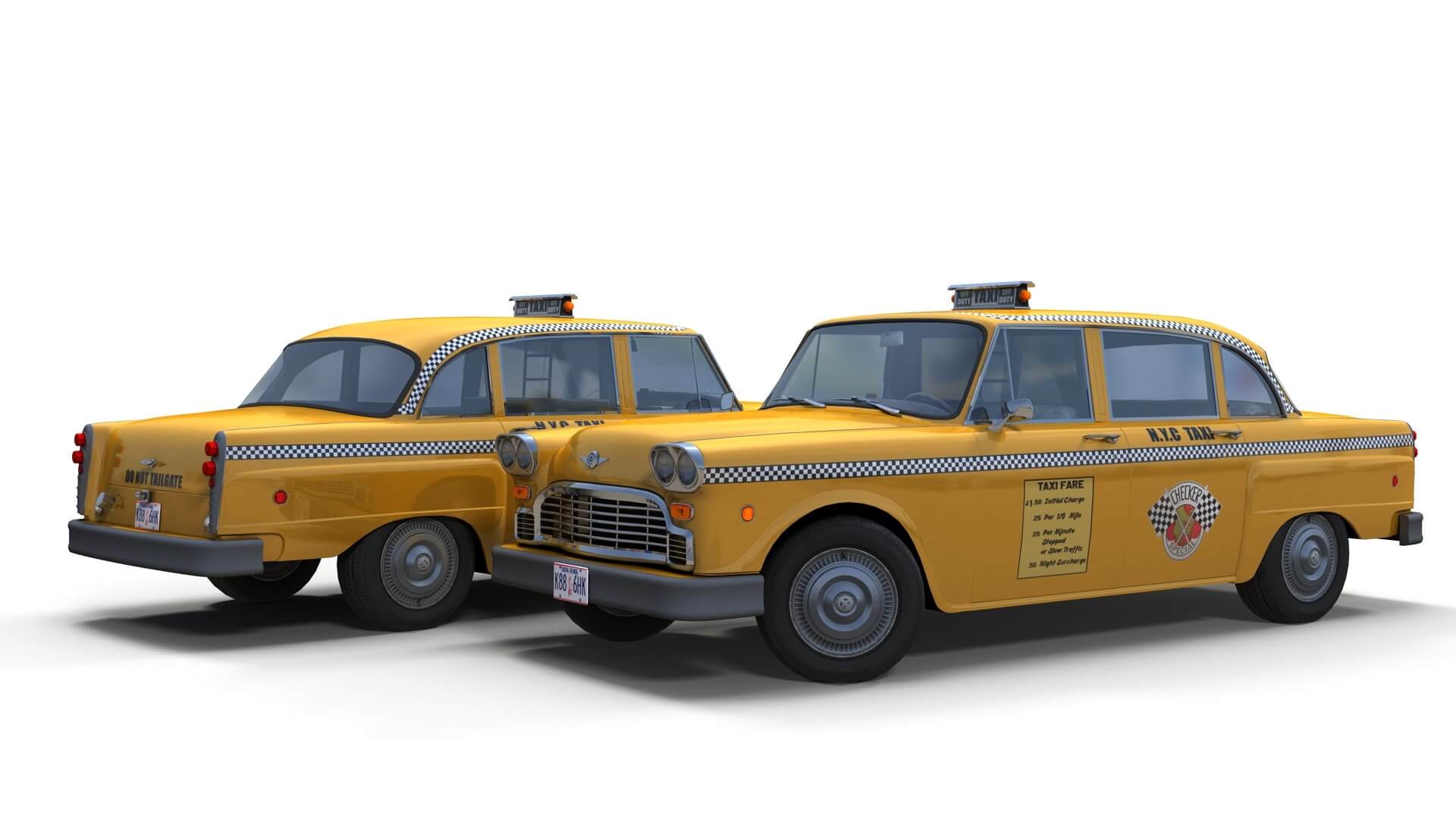 Taxi Vintage Yellow Cab - 3D Model by Veaceslav Condraciuc