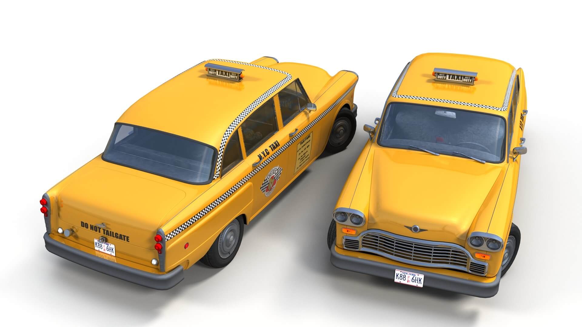 Taxi Vintage Yellow Cab - 3D Model by Veaceslav Condraciuc