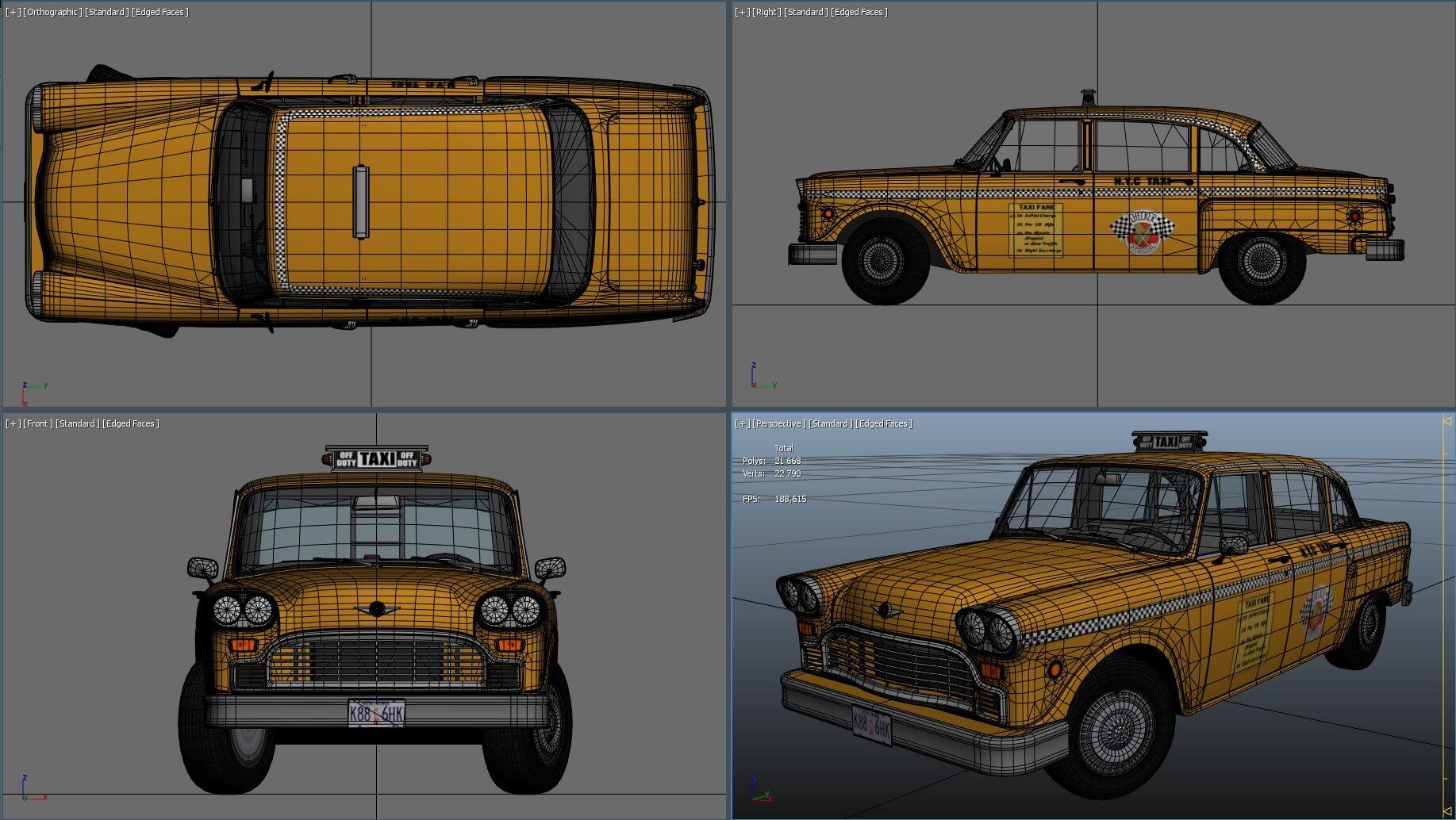 Taxi Vintage Yellow Cab - 3D Model by Veaceslav Condraciuc
