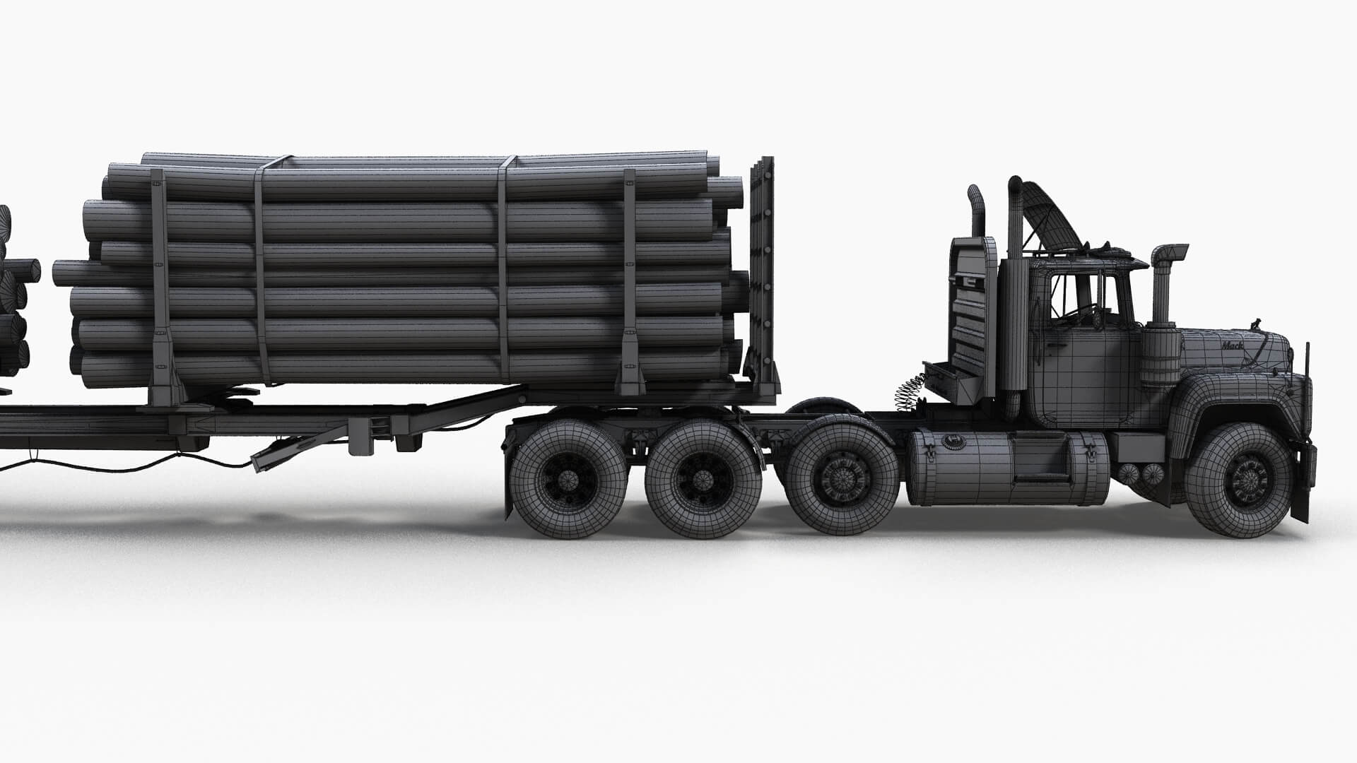 Vintage American Logger Truck - 3D Model by Veaceslav Condraciuc