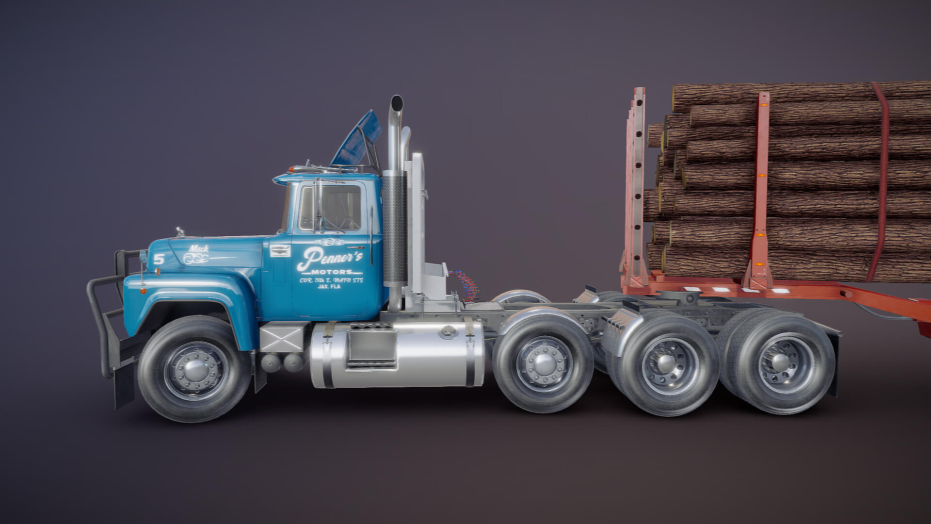Vintage American Logger Truck - 3D Model by Veaceslav Condraciuc