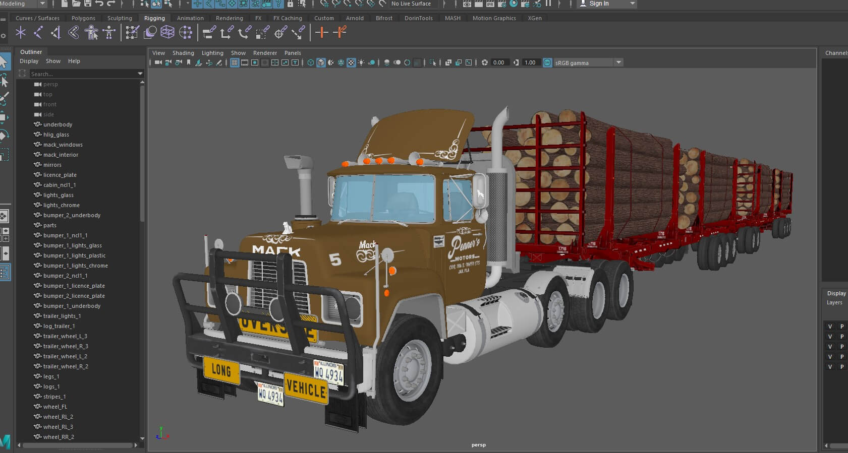 Vintage American Logger Truck - 3D Model by Veaceslav Condraciuc