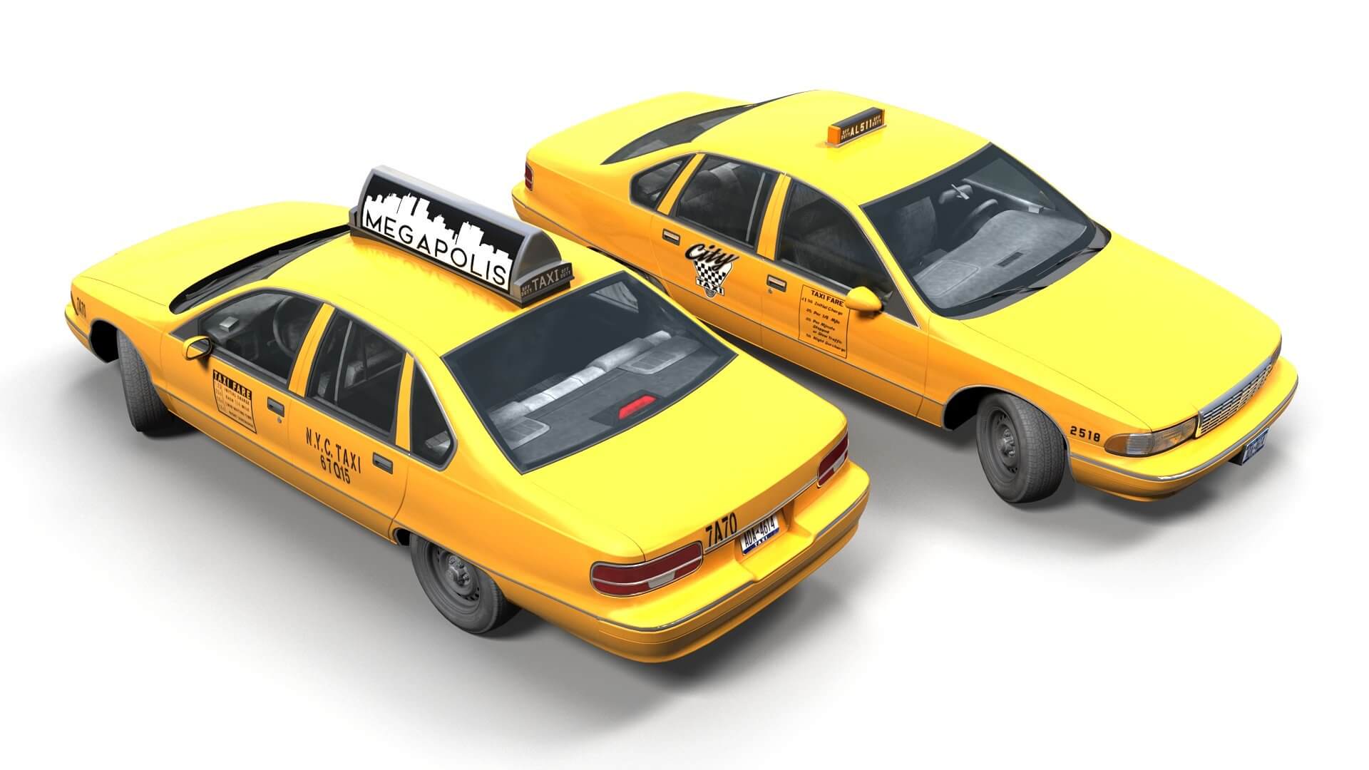 Yellow Taxi Sedan - 3D Model by Veaceslav Condraciuc