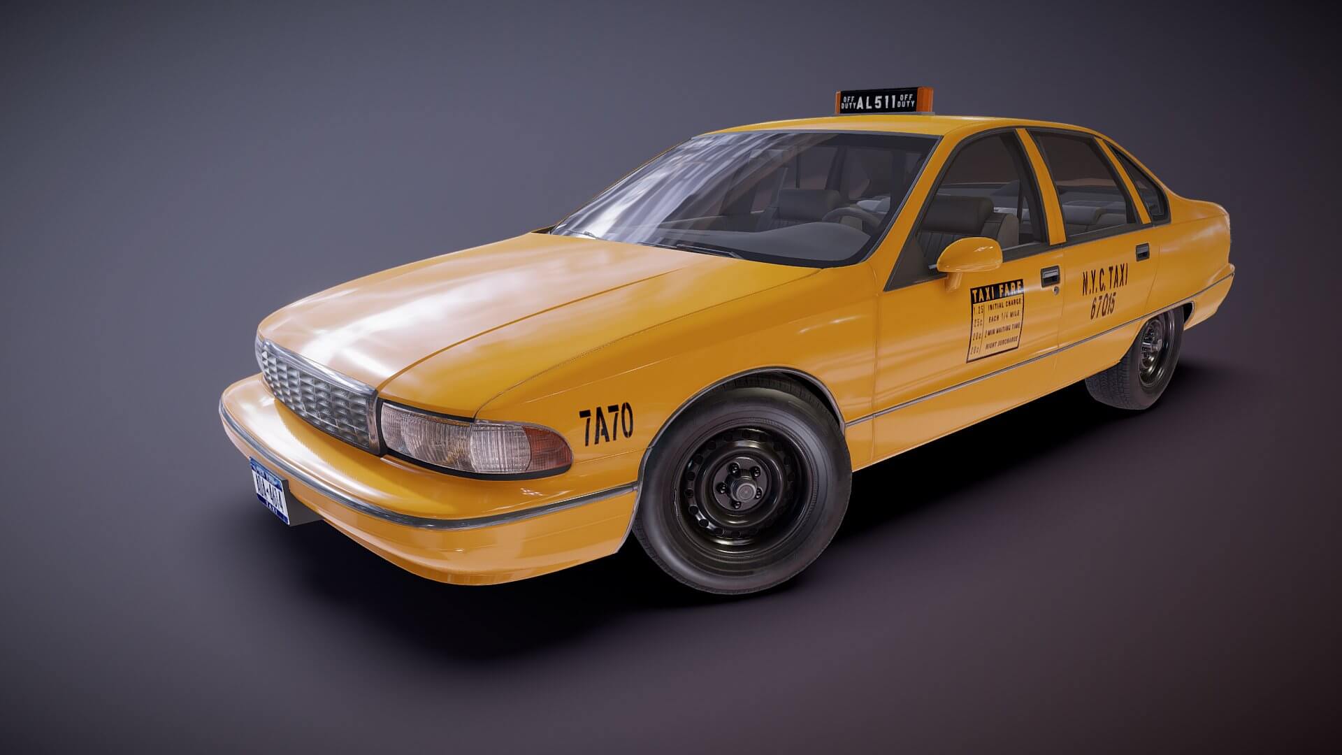 Yellow Taxi Sedan - 3D Model by Veaceslav Condraciuc