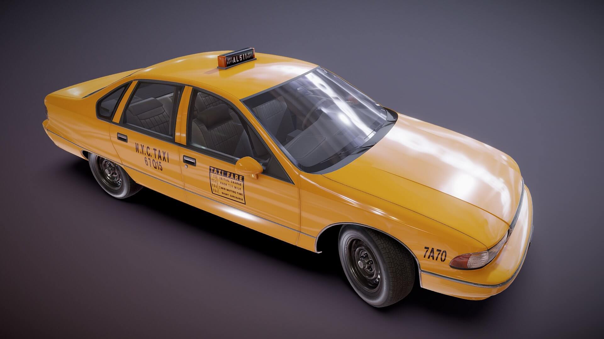 Yellow Taxi Sedan - 3D Model by Veaceslav Condraciuc