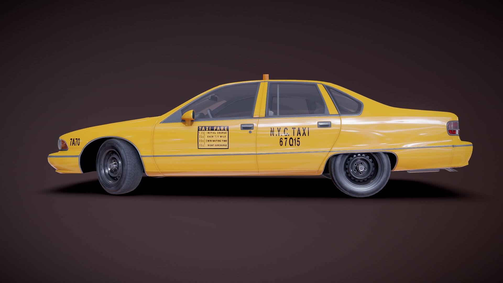 Yellow Taxi Sedan - 3D Model by Veaceslav Condraciuc