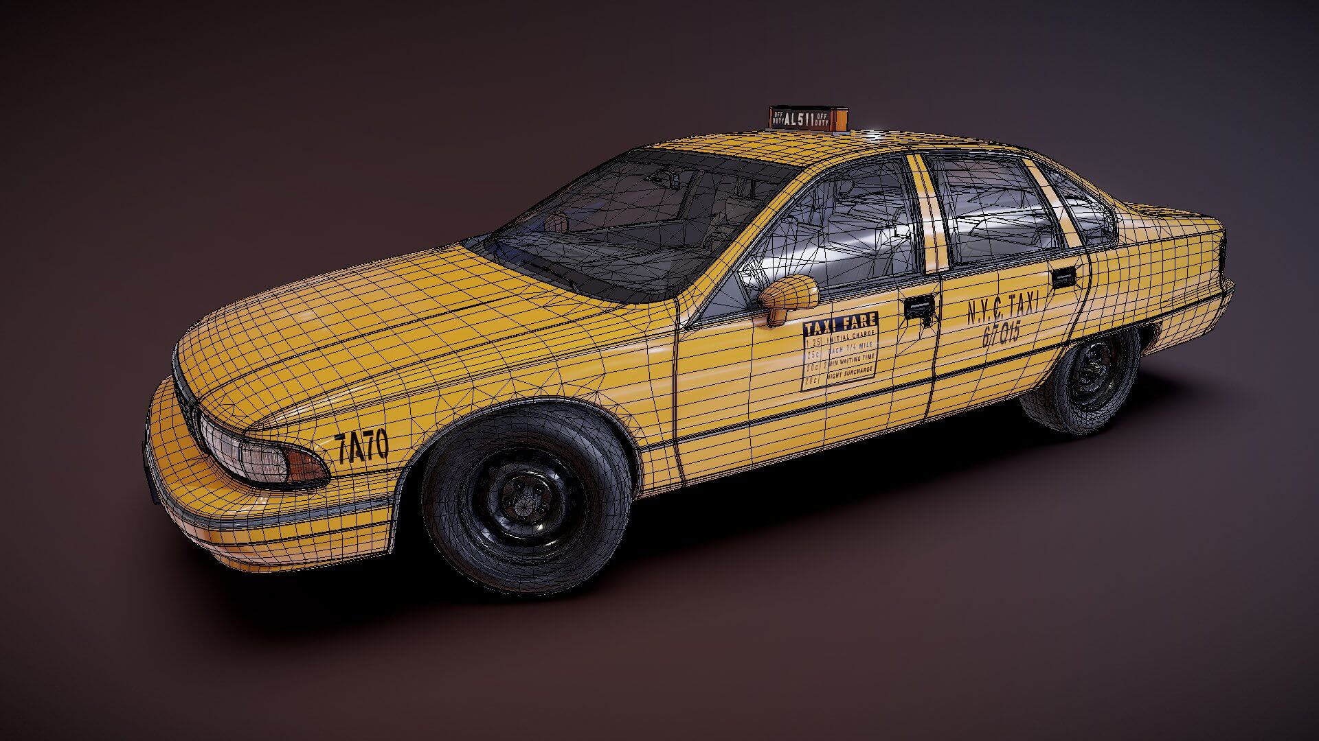 Yellow Taxi Sedan - 3D Model by Veaceslav Condraciuc