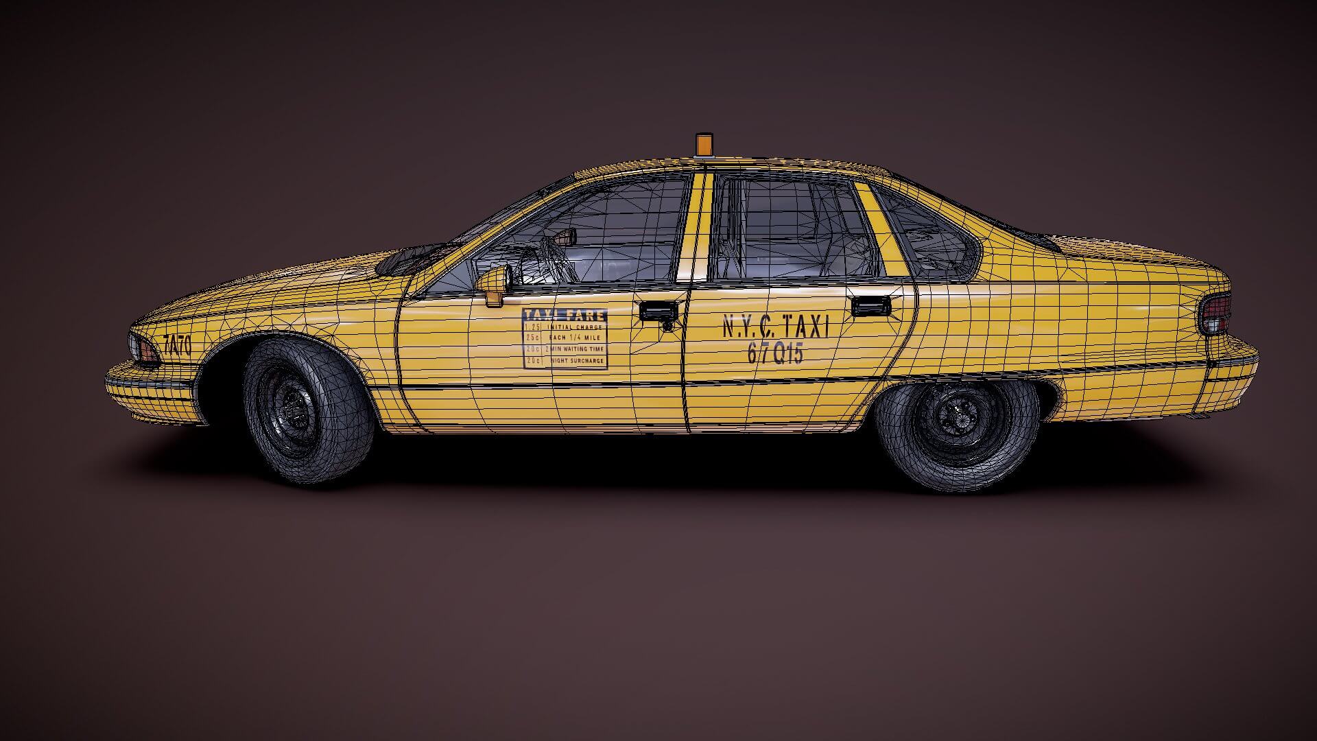 Yellow Taxi Sedan - 3D Model by Veaceslav Condraciuc