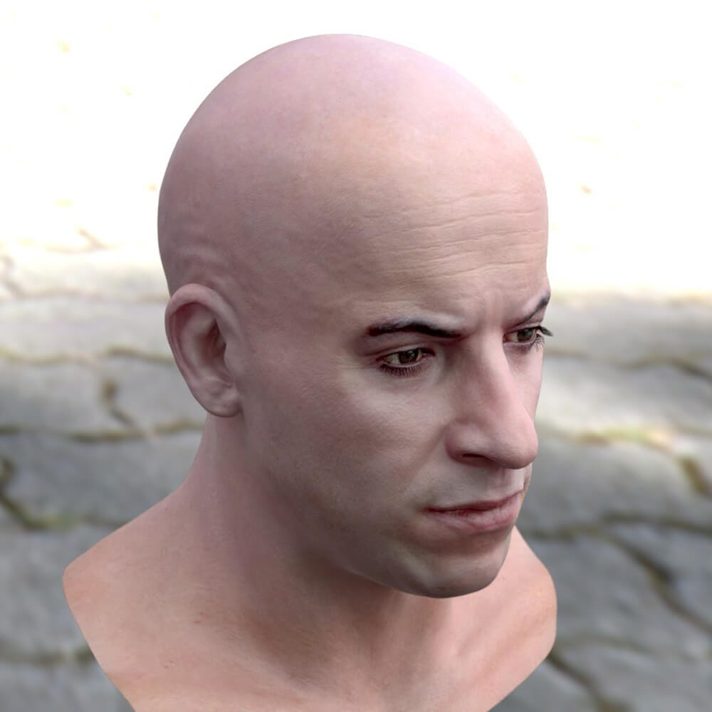3D Model of Vin Diesel Head by vefilanna