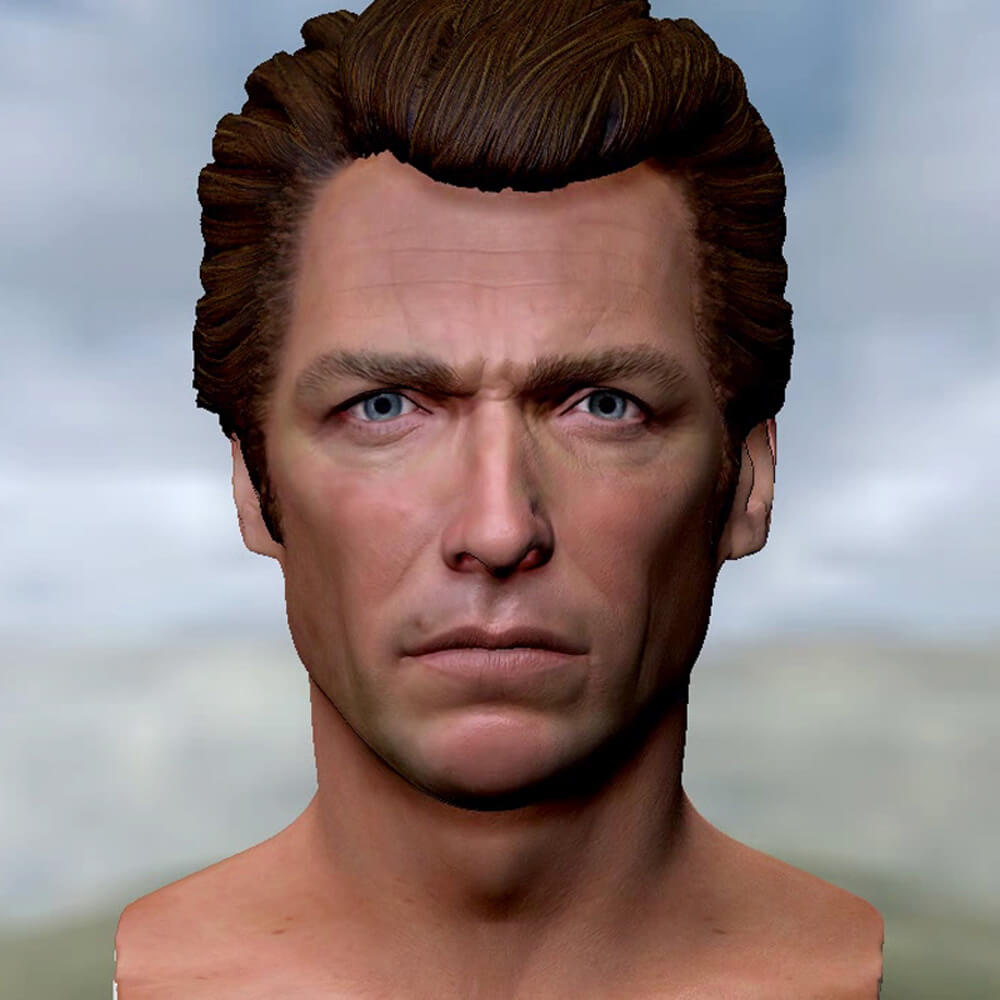 Clint Eastwood Head - Printable 3D Model by vefilanna