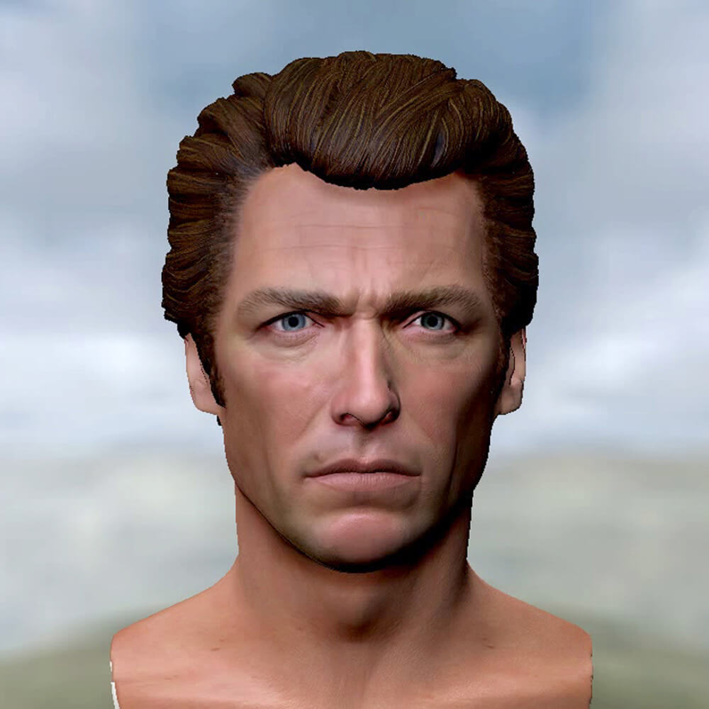 Clint Eastwood Head - Printable 3D Model by vefilanna