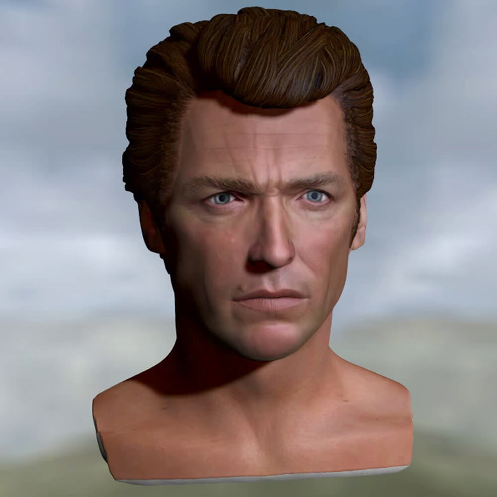 Clint Eastwood Head - Printable 3D Model by vefilanna