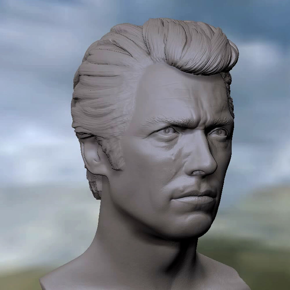 Clint Eastwood Head - Printable 3D Model by vefilanna