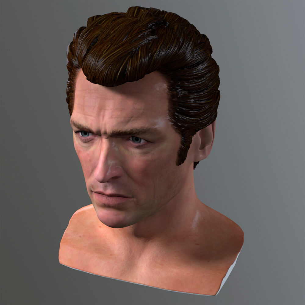 Clint Eastwood Head - Printable 3D Model by vefilanna