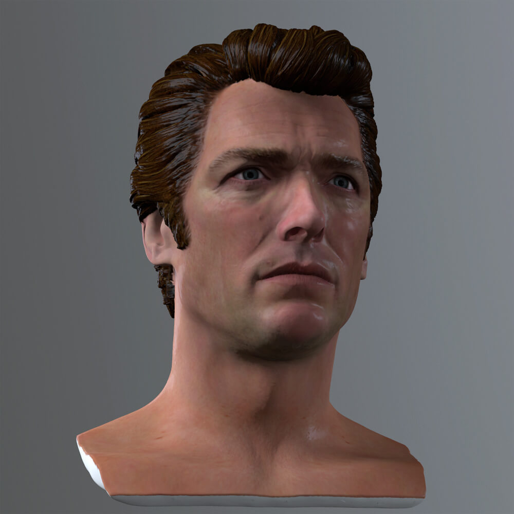 Clint Eastwood Head - Printable 3D Model by vefilanna