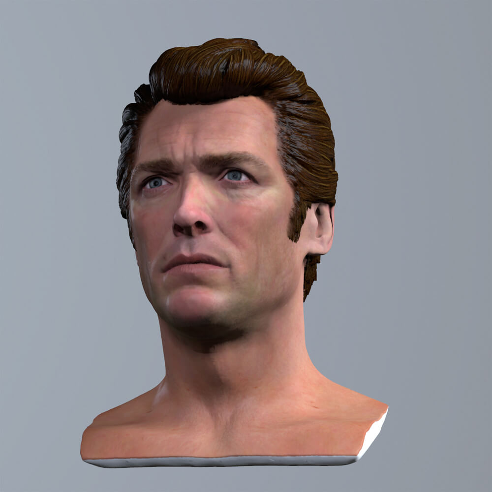 Clint Eastwood Head - Printable 3D Model by vefilanna