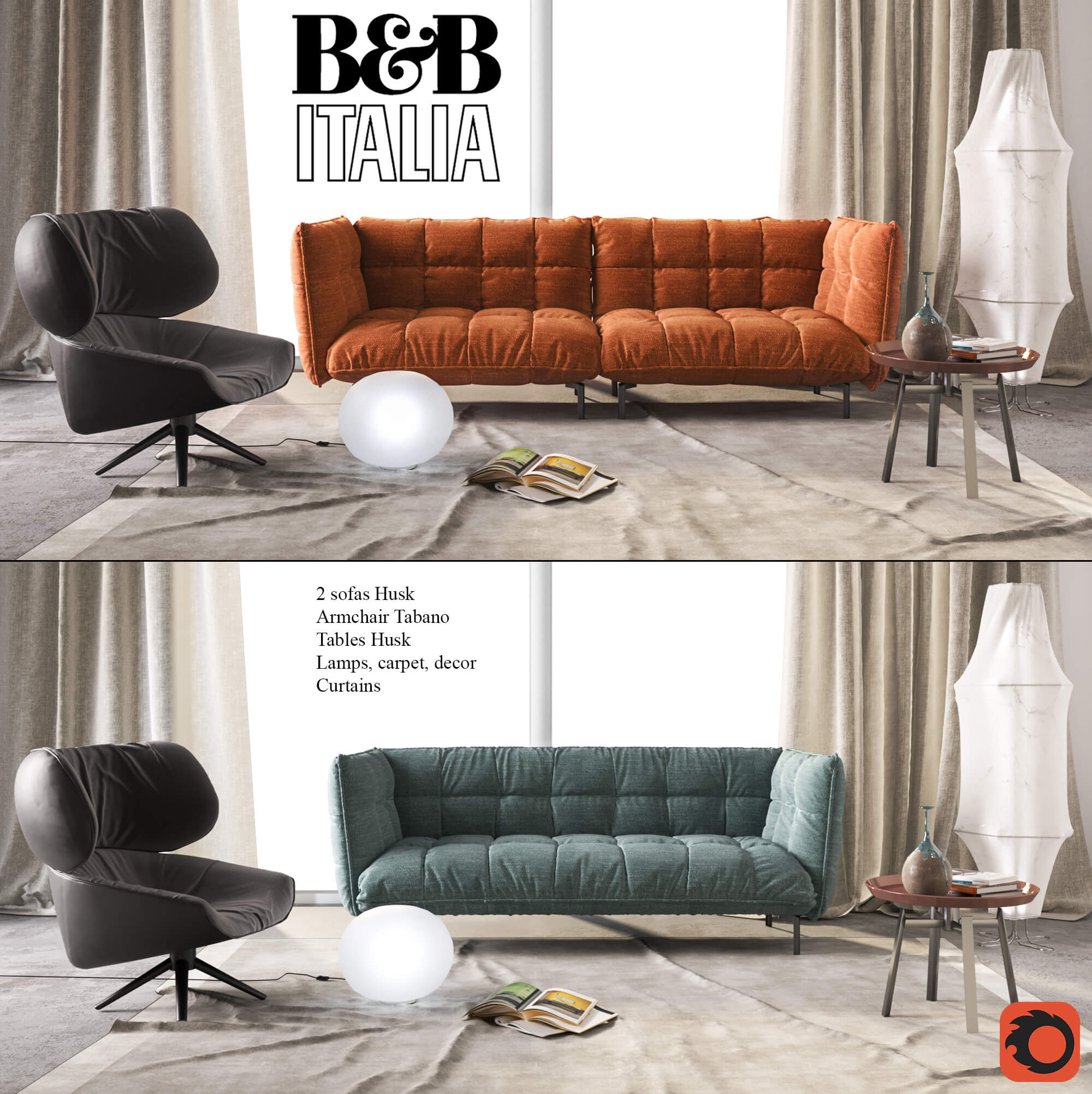 B & B Italia Sofa Husk - 3D Model by Verso Faraon