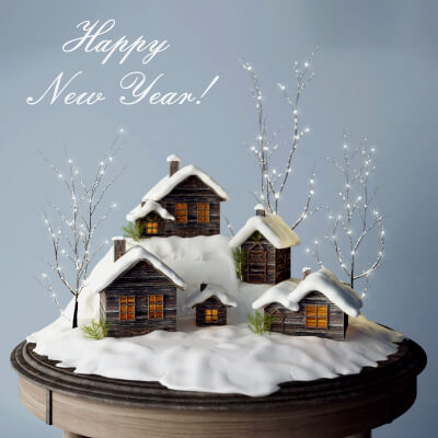 New Year Houses and Trees - 3D Model by Verso Faraon