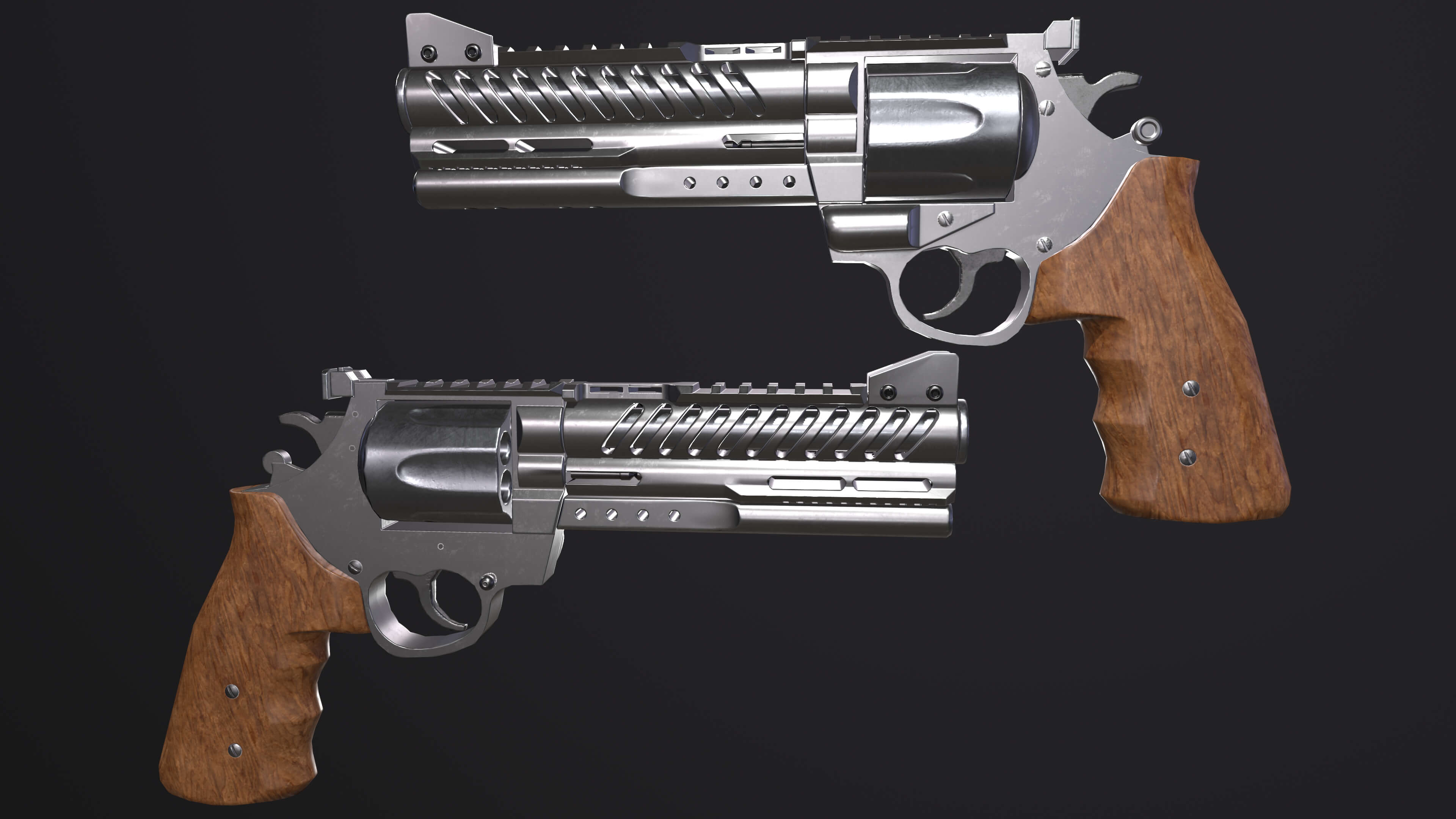 Low Poly Model of a Magnum 44 Pistol by VeXRGM