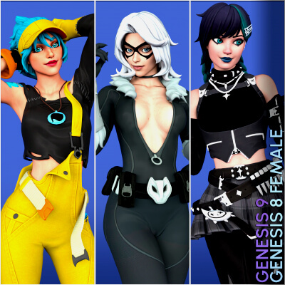 Fortnite Girl Pack 02 for Genesis 8 and 9 by VFoxGames