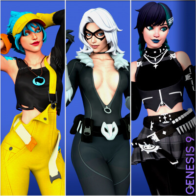 Fortnite Girl Pack 02 for Genesis 9 - Daz Content by VFoxGames