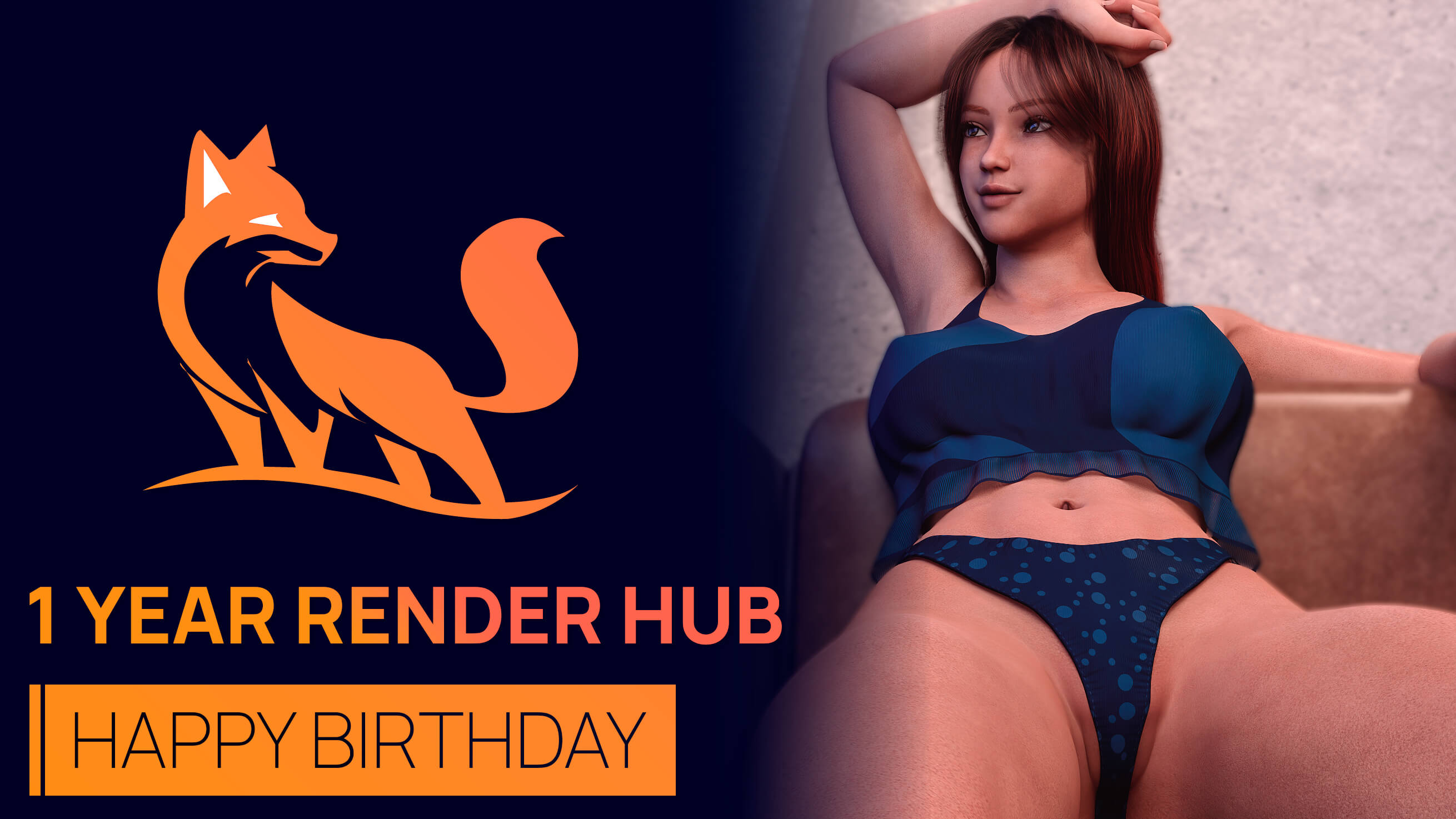 1 Year on RenderHub 3D Render, Digital Art by VFoxGames