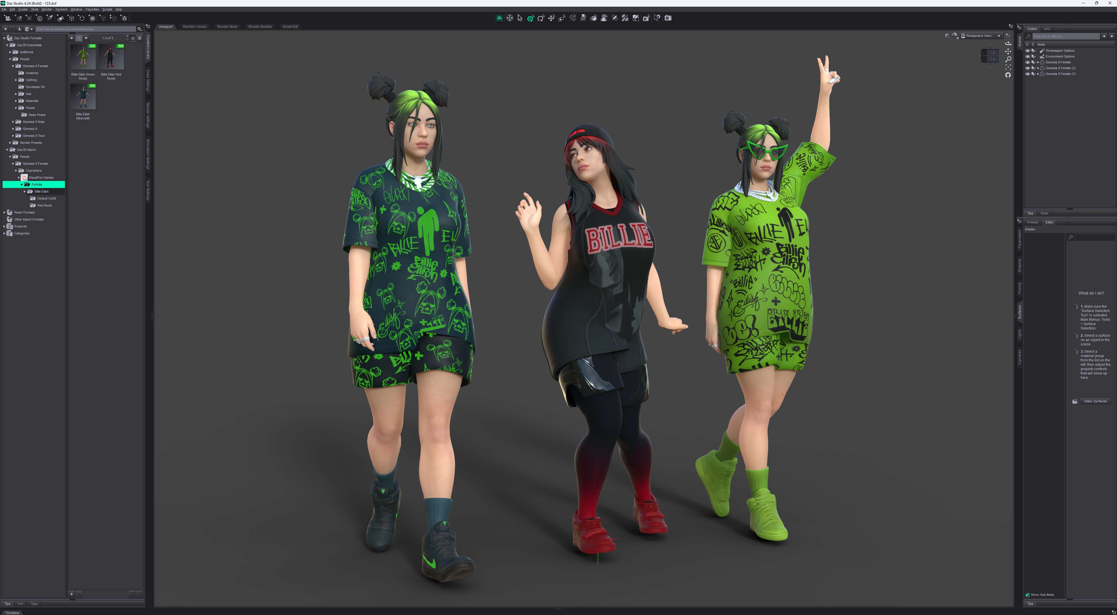 Fortnite Billie Eilish (WIP) 3D Render, Digital Art by VFoxGames