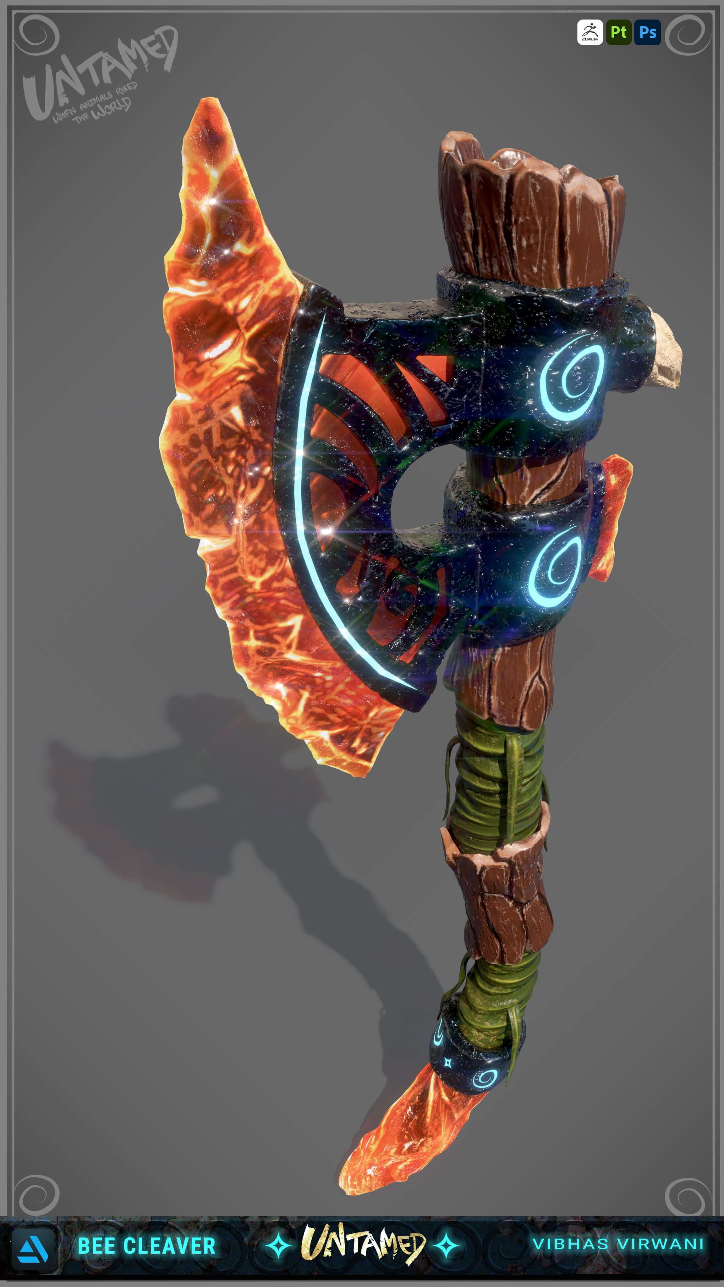 Bee Cleaver (Axe) 3D render 2 3D Render, Digital Art by vibvir