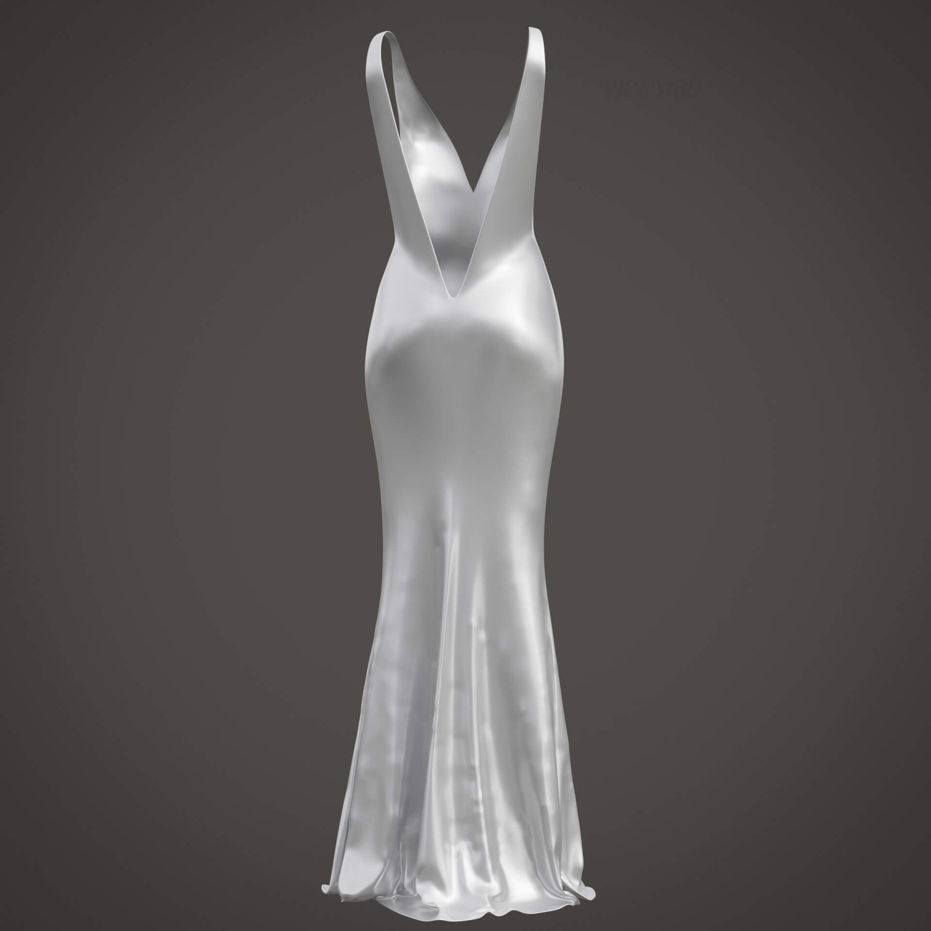 3D Silk Satin Silver Wedding Dress - Backless Party Gown by vicky180