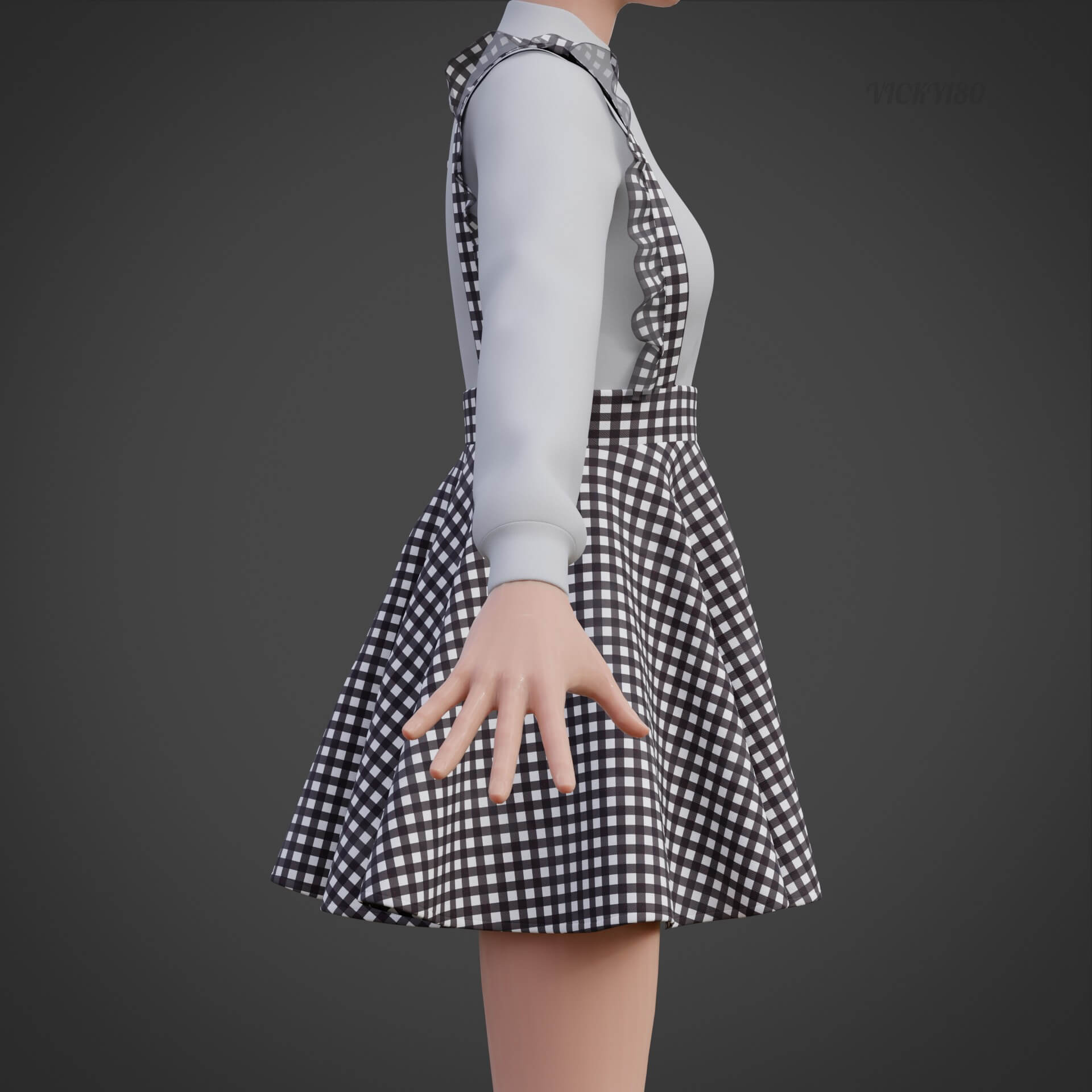 Check Pinafore Dress and Sweater - Jumper Cloth Model by vicky180
