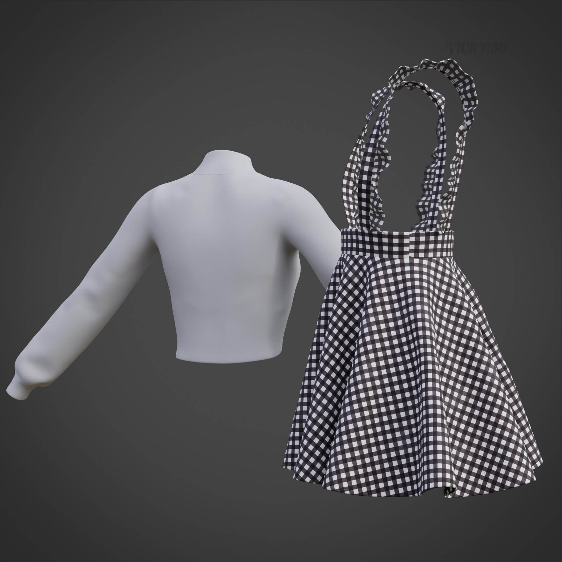 Check Pinafore Dress and Sweater - Jumper Cloth Model by vicky180