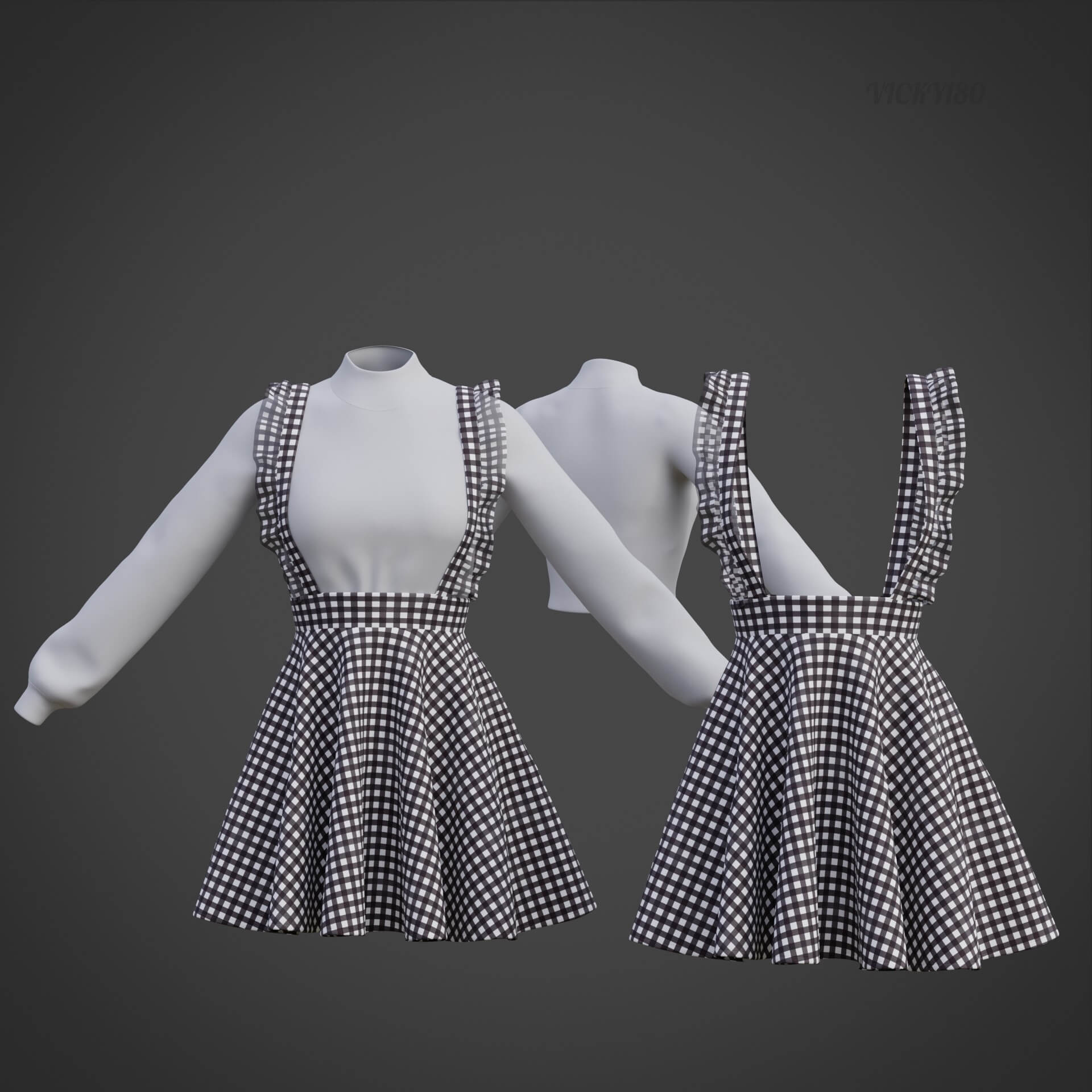 Check Pinafore Dress and Sweater - Jumper Cloth Model by vicky180