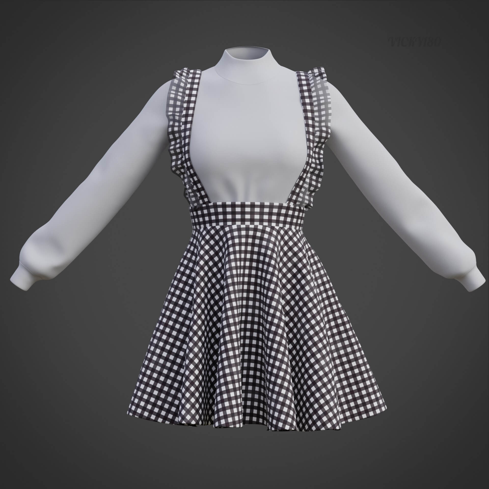 Check Pinafore Dress and Sweater - Jumper Cloth Model by vicky180