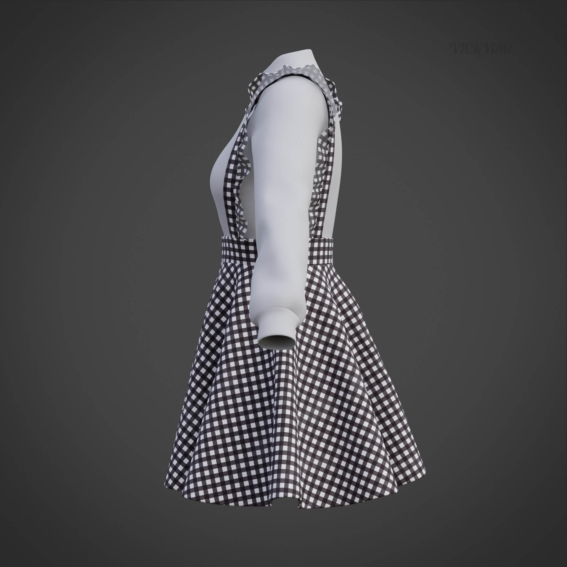 Check Pinafore Dress and Sweater - Jumper Cloth Model by vicky180