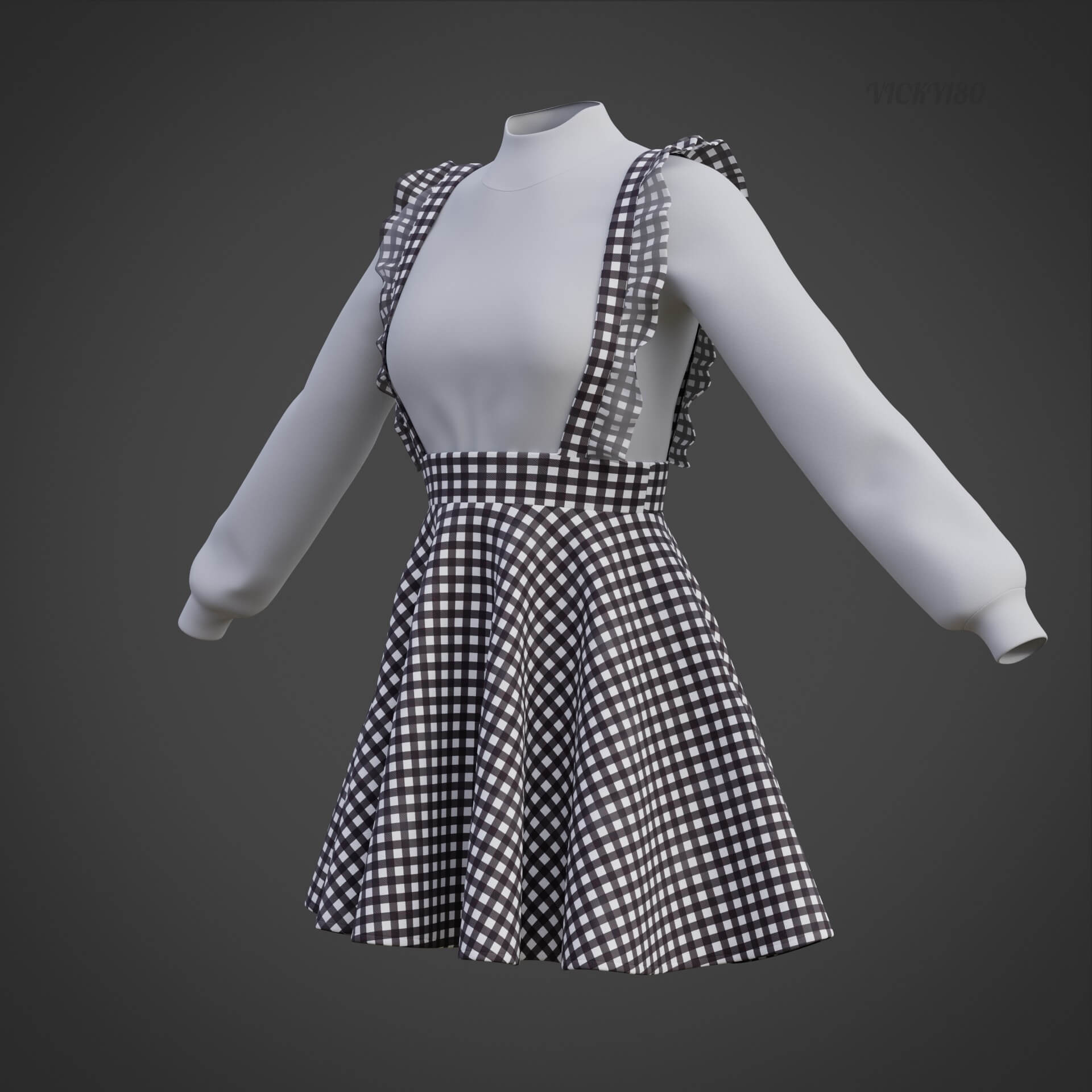 Check Pinafore Dress and Sweater - Jumper Cloth Model by vicky180