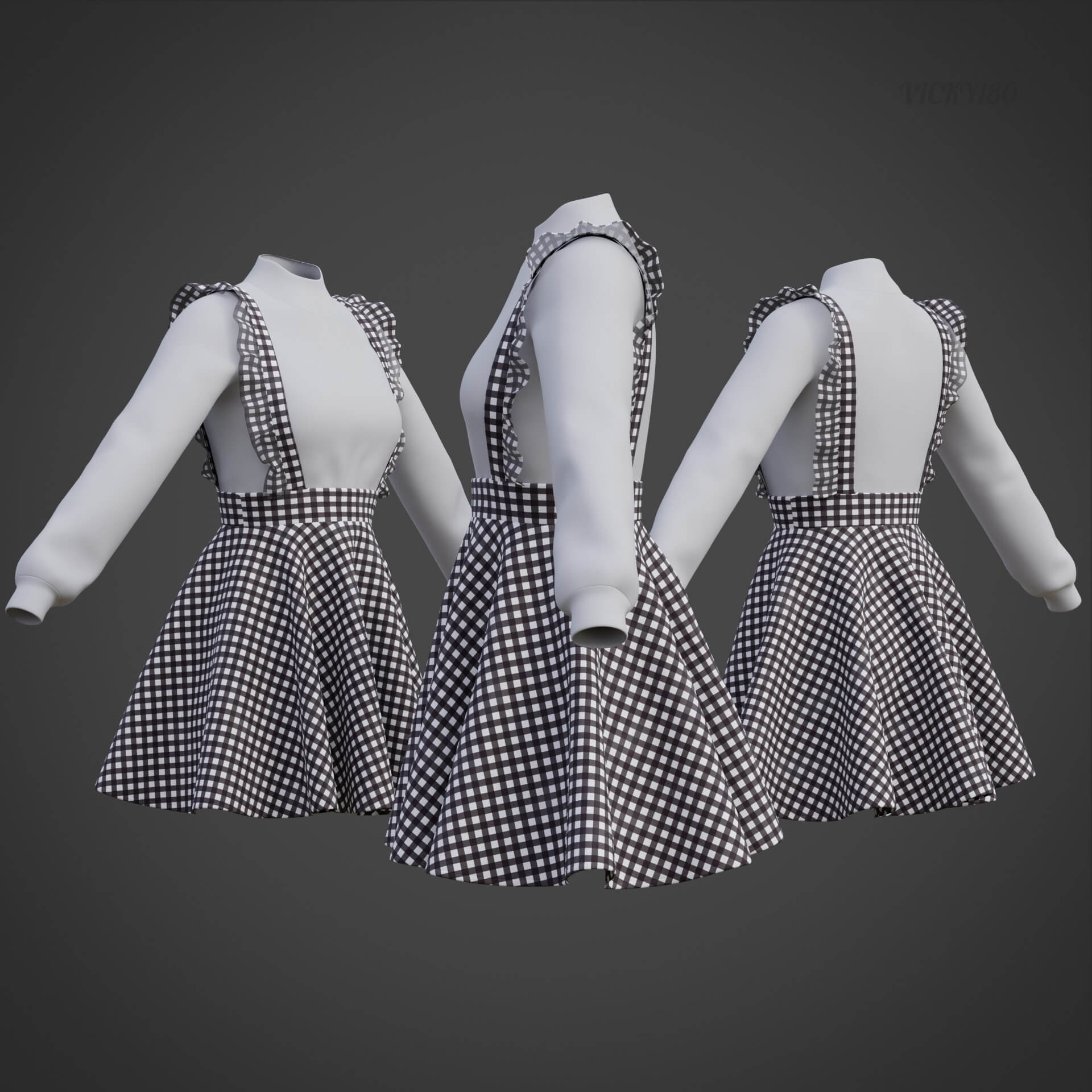 Check Pinafore Dress and Sweater - Jumper Cloth Model by vicky180