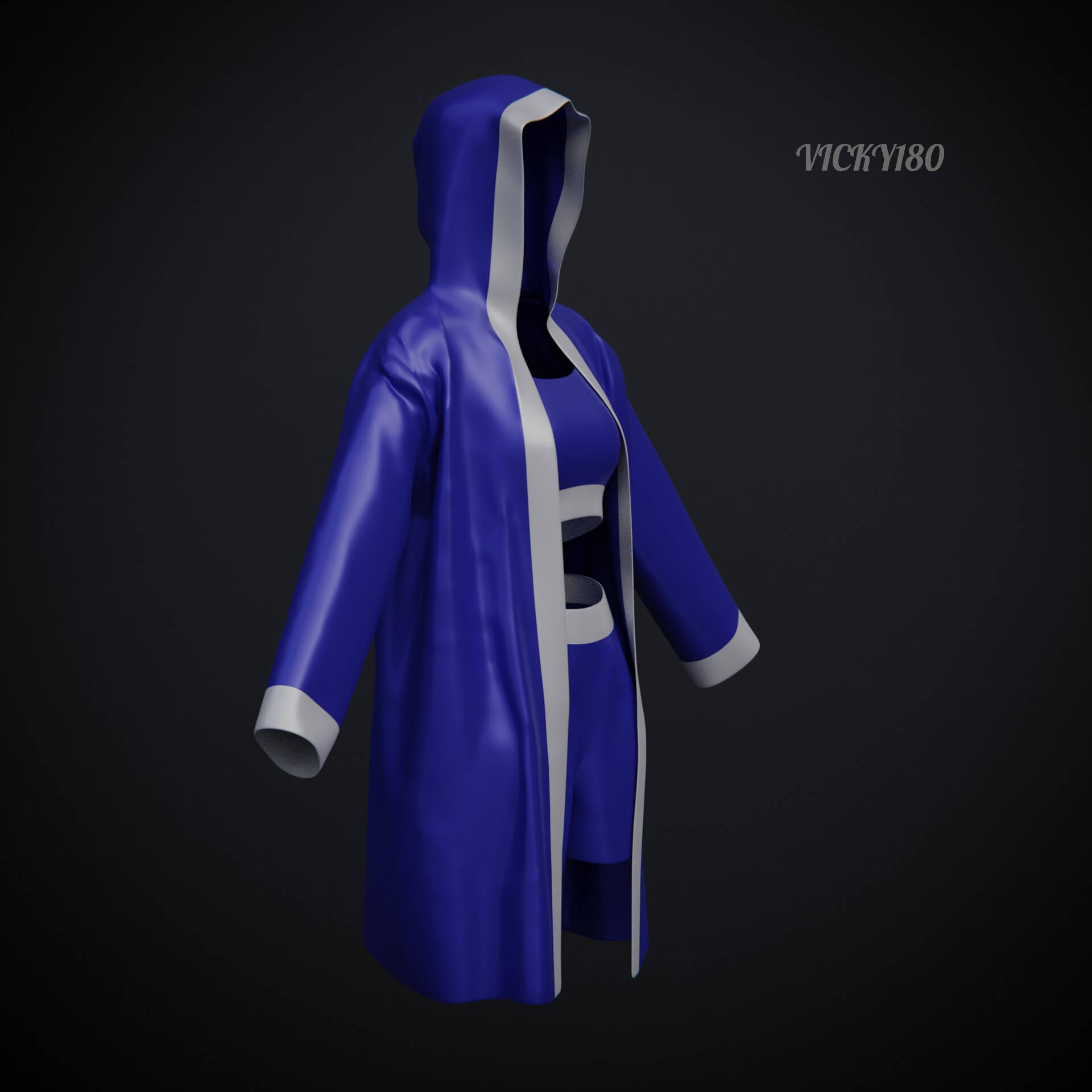 Female Boxer Outfit - Shorts Set and Robe 3D Model by vicky180