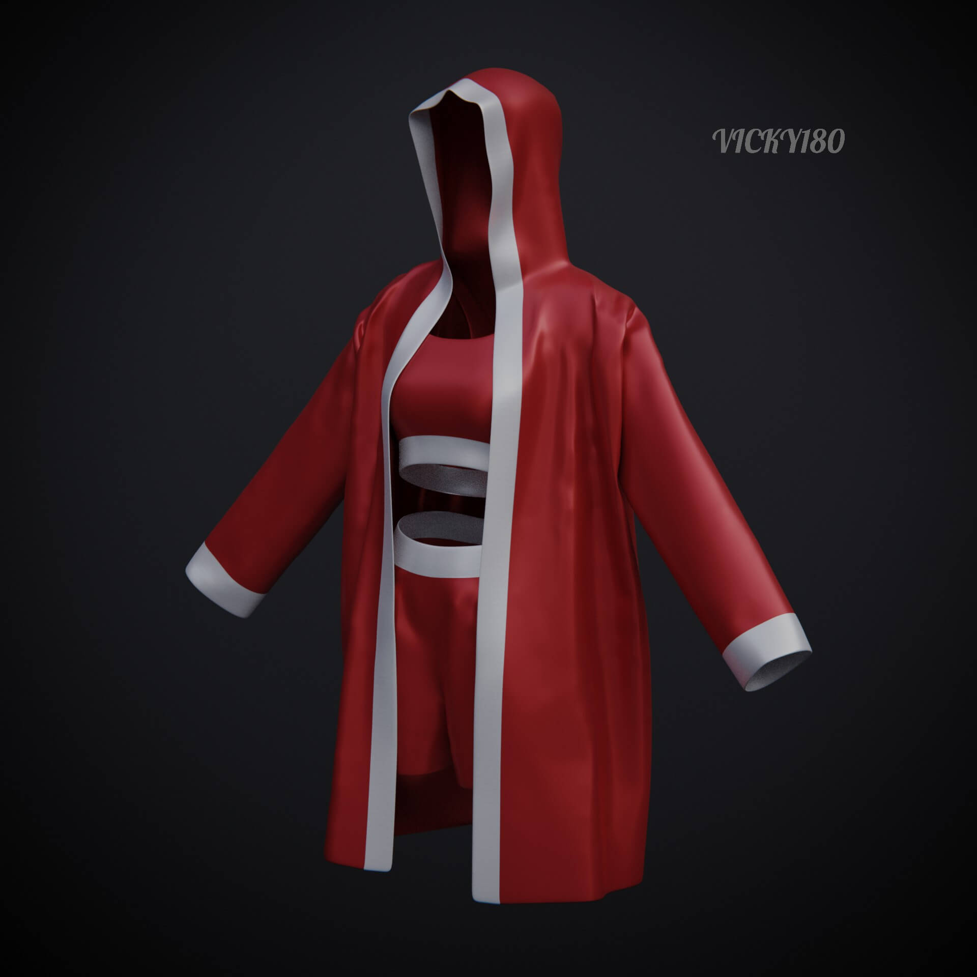Female Boxer Outfit - Shorts Set and Robe 3D Model by vicky180