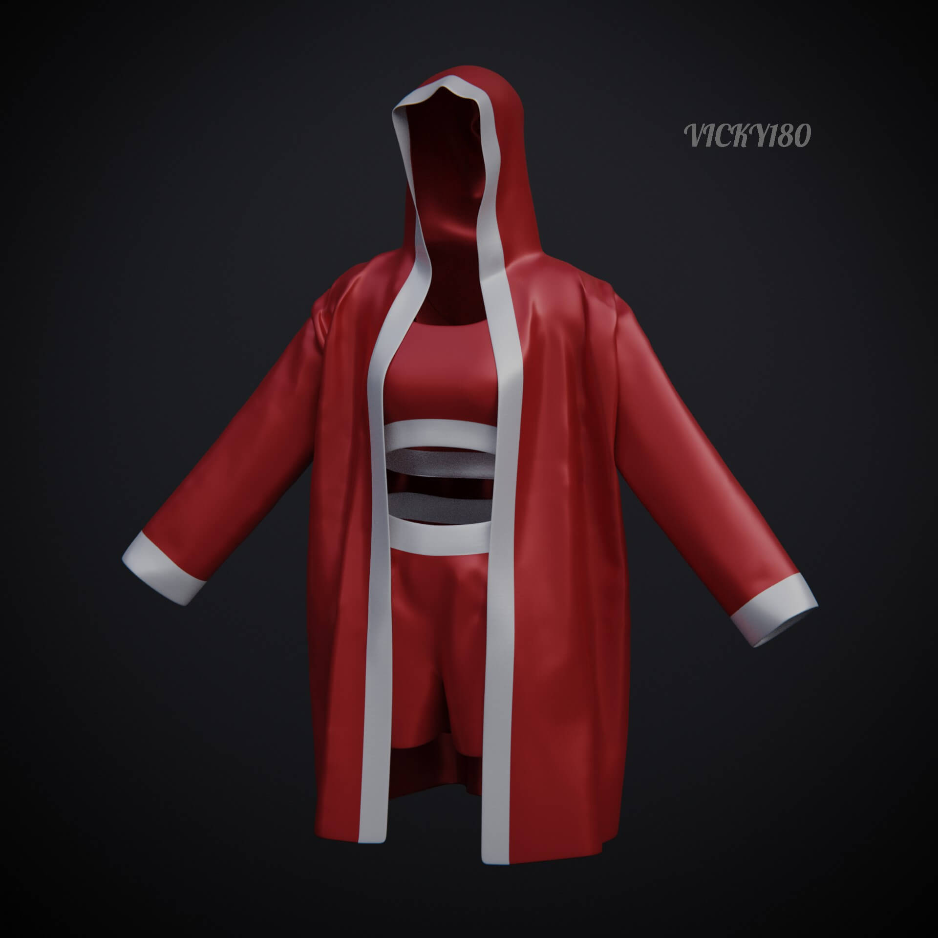Female Boxer Outfit - Shorts Set and Robe 3D Model by vicky180
