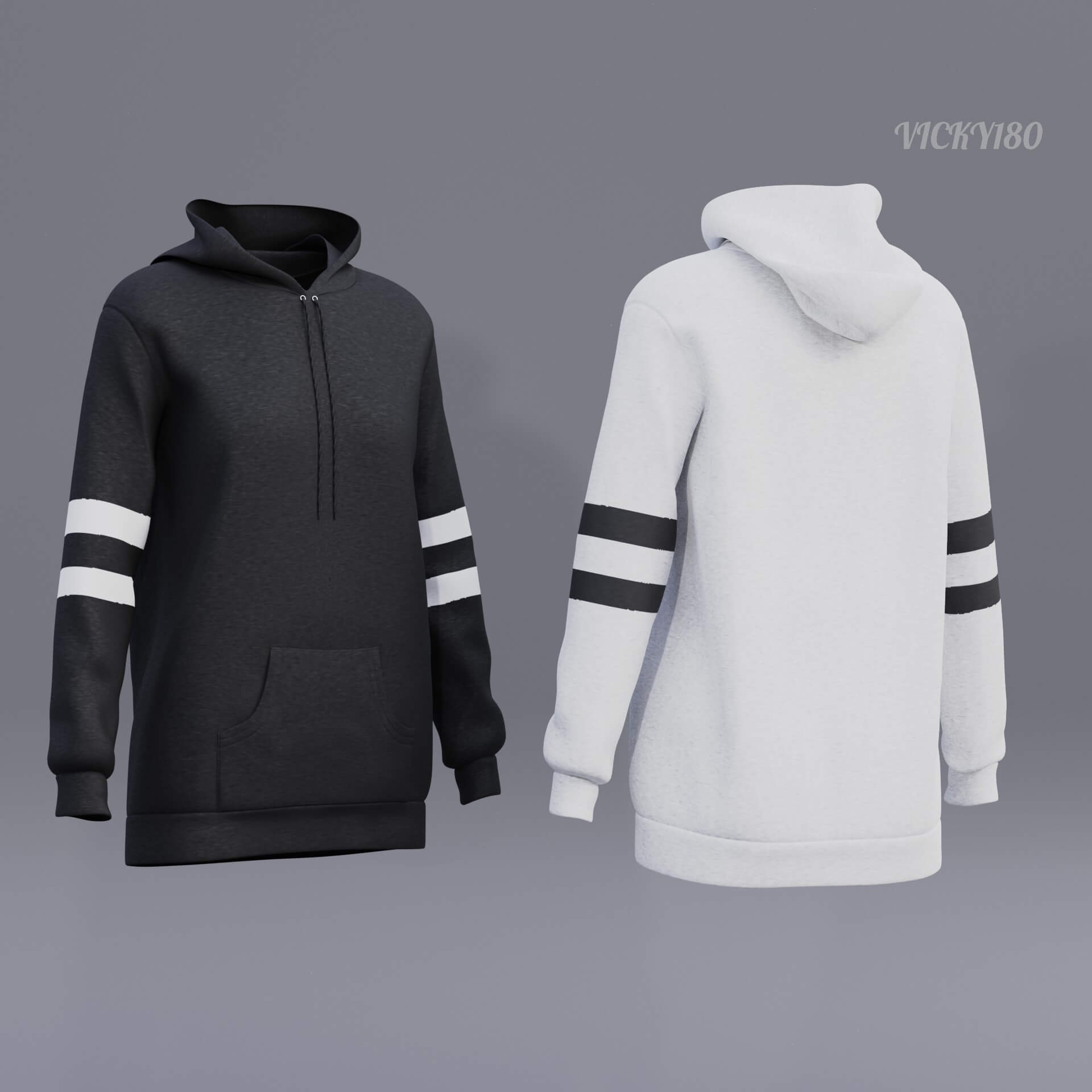 Female Sweatshirt Hoodie - 3D Model by vicky180