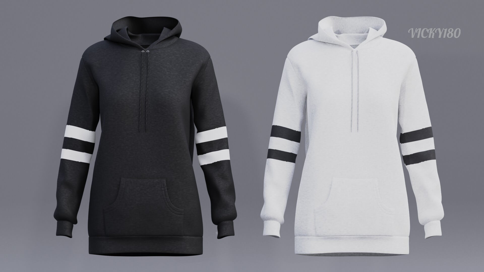 Female Sweatshirt Hoodie - 3D Model by vicky180