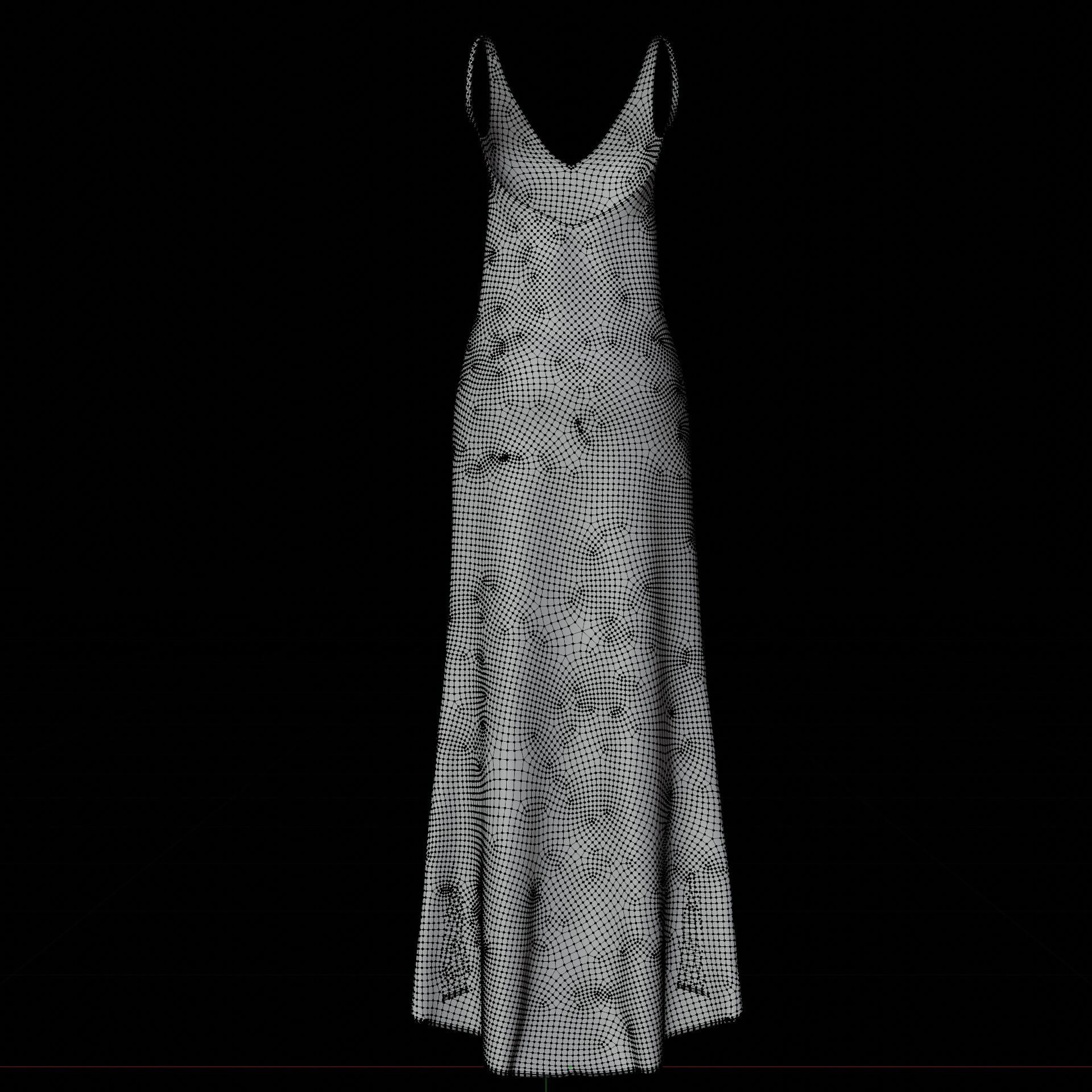 Gold Satin Backless Dress -Silk Party Gown 3D Model by vicky180